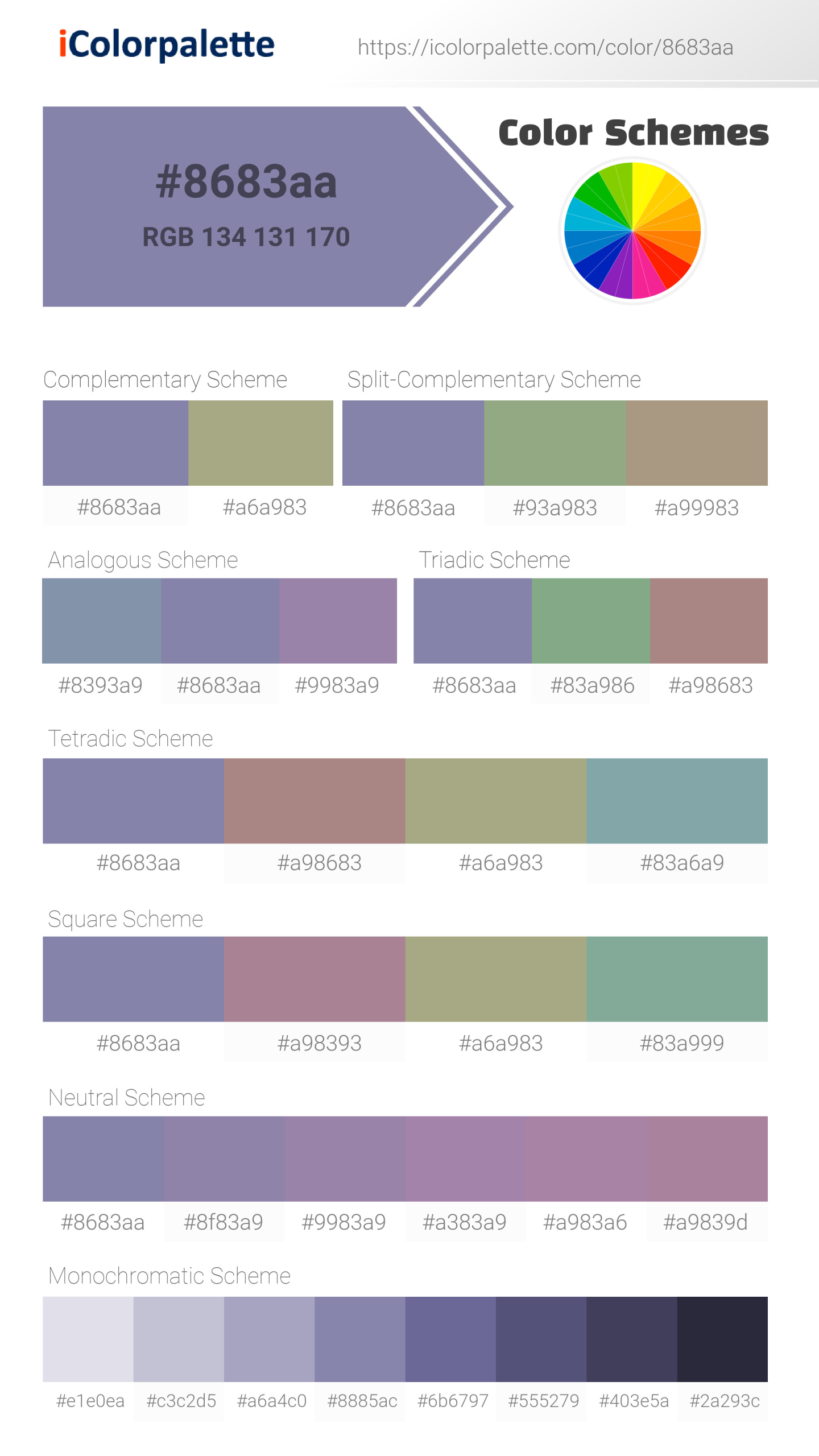 Pantone P 100-12 C Color | Hex color Code #8683AA information | Hsl ...