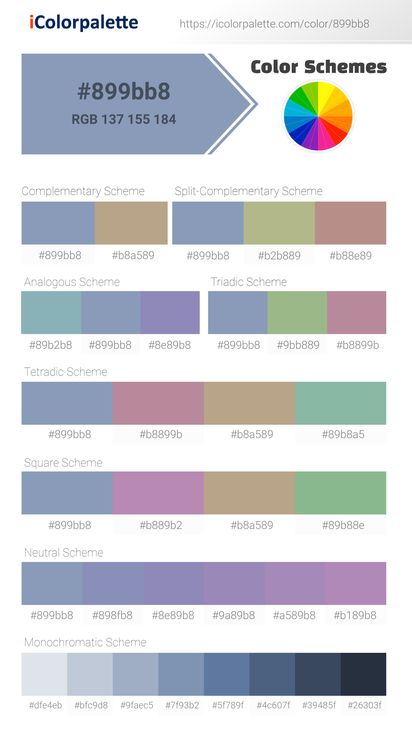 Pantone 16-4019 Tcx Forever Blue Color | Hex color Code #899BB8 ...
