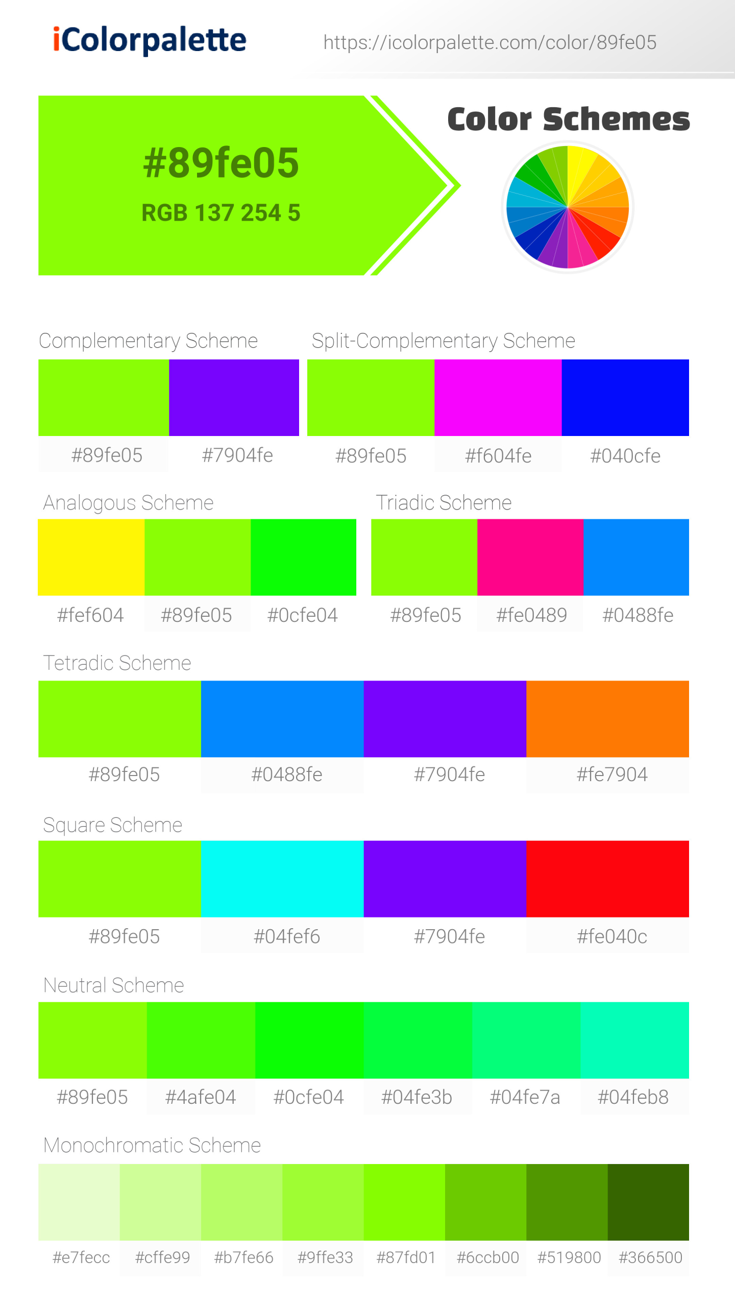 Radioactive Color | 89fe05 information | Hsl | Rgb | Pantone