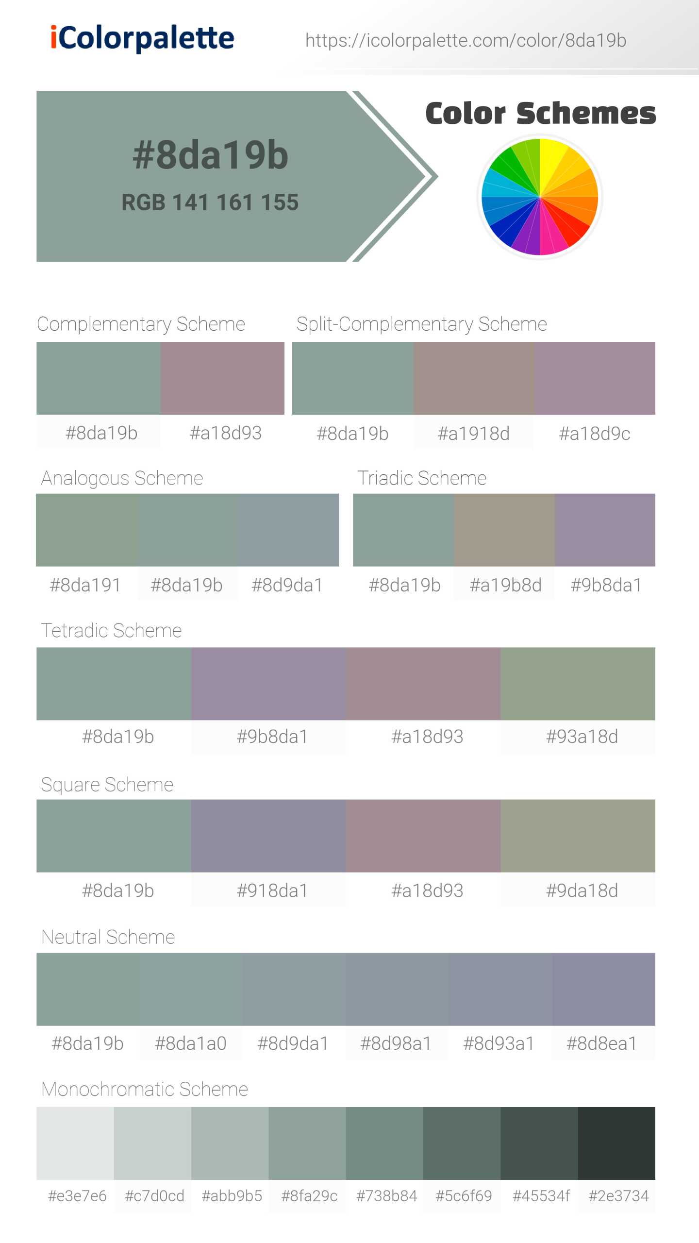 Hex Color #8da19b | Printing Match PANTONE 16-5304 TPG | Color ...