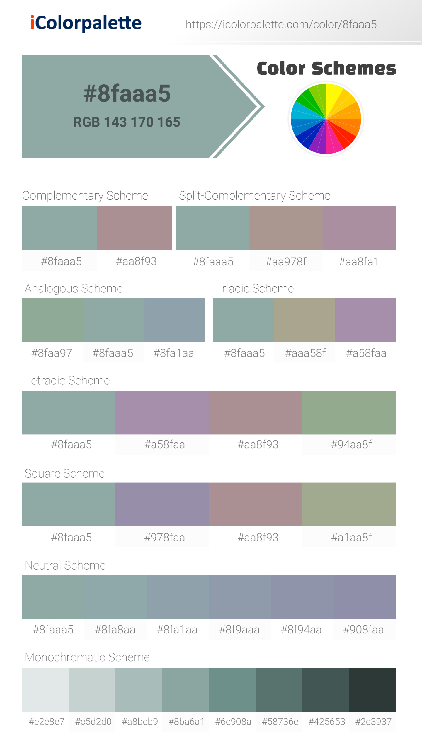 Hex Color #8faaa5 | Printing Match PANTONE 16-5106 TPX | Color ...