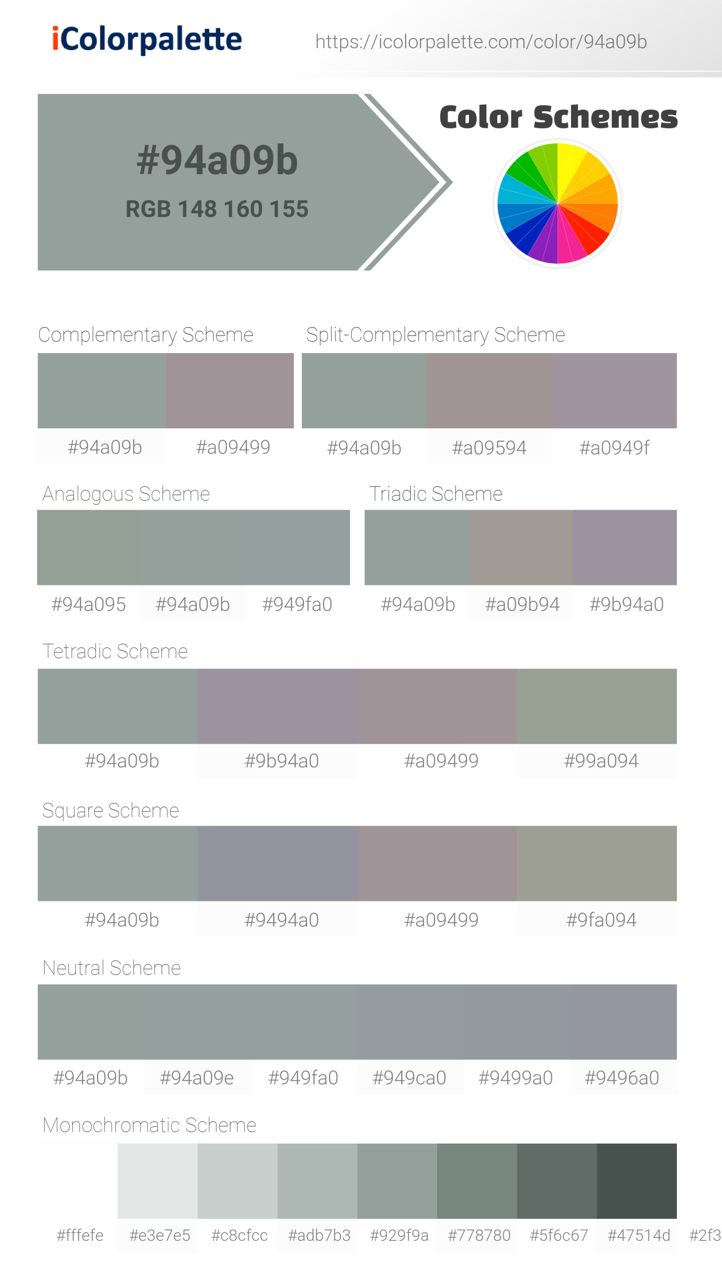 Pantone 16-5904 Tpg Wrought Iron Color | Hex color Code #94A09B ...
