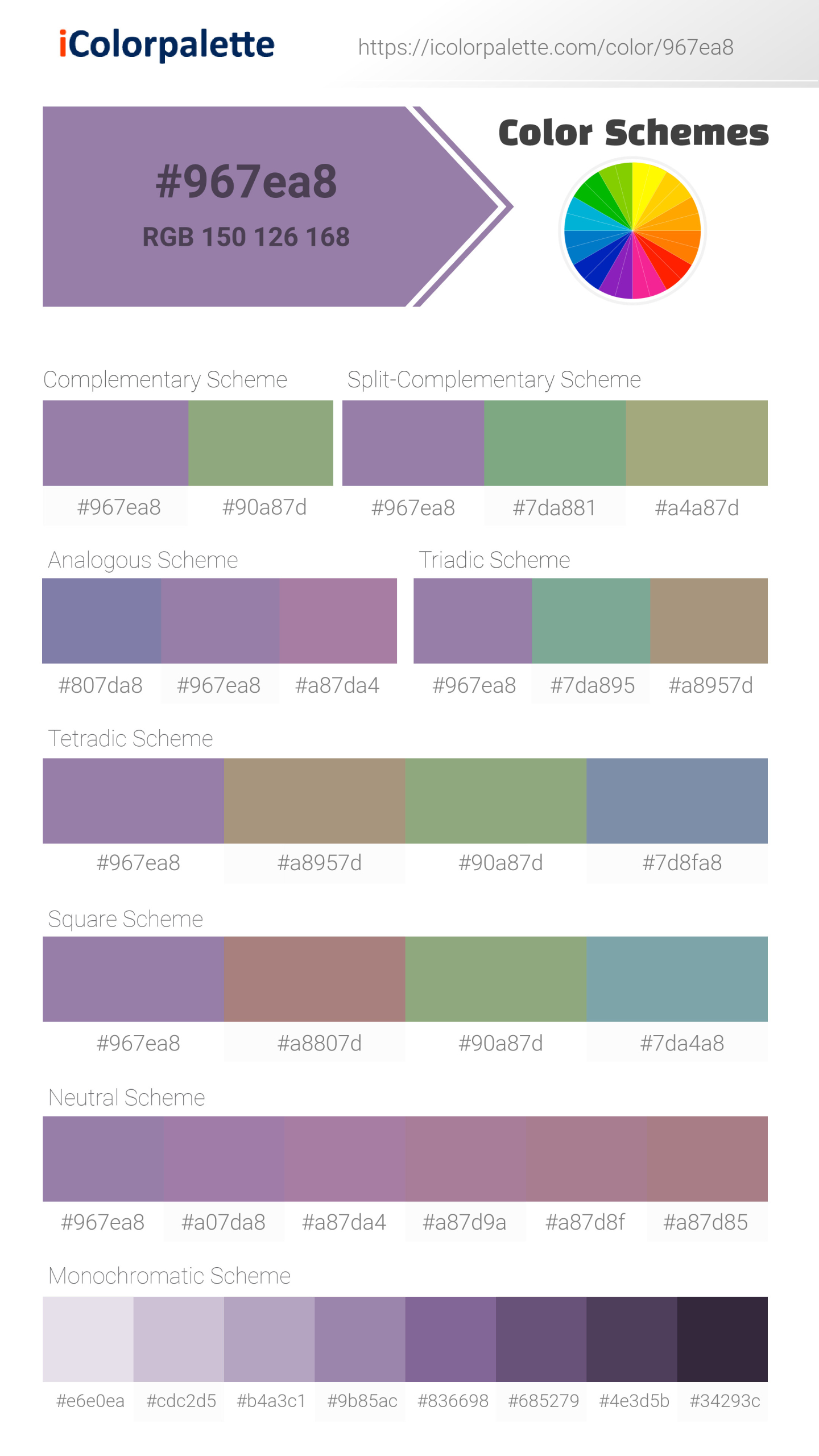 Hex Color #967ea8 | Printing Match PANTONE P 94-4 C | Color conversion ...