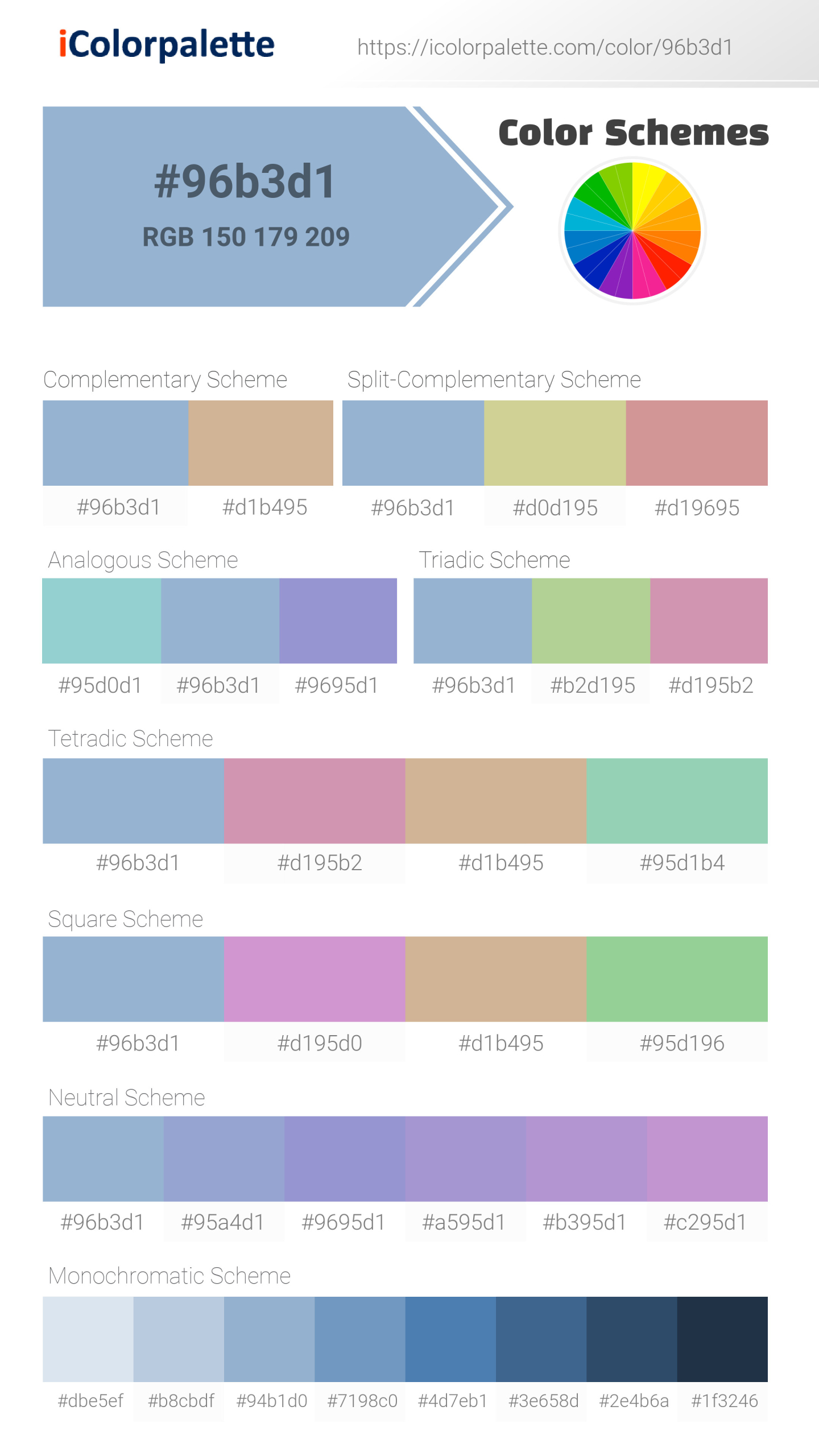 Pantone 14-4214 Tpx Powder Blue Color | Hex color Code #96B3D1 ...