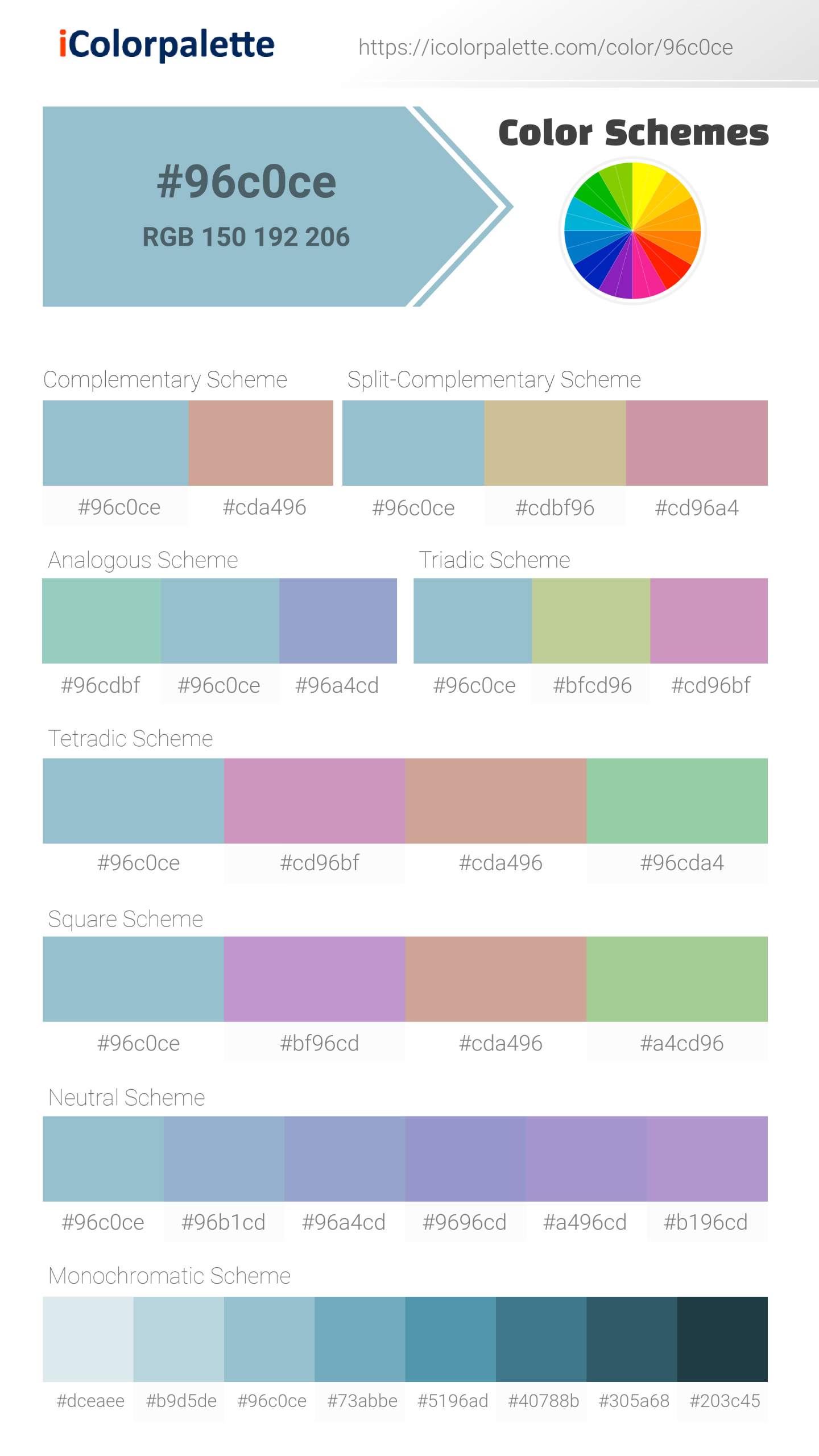 Hex Color #96c0ce | Printing Match PANTONE 551 U | Color conversion ...