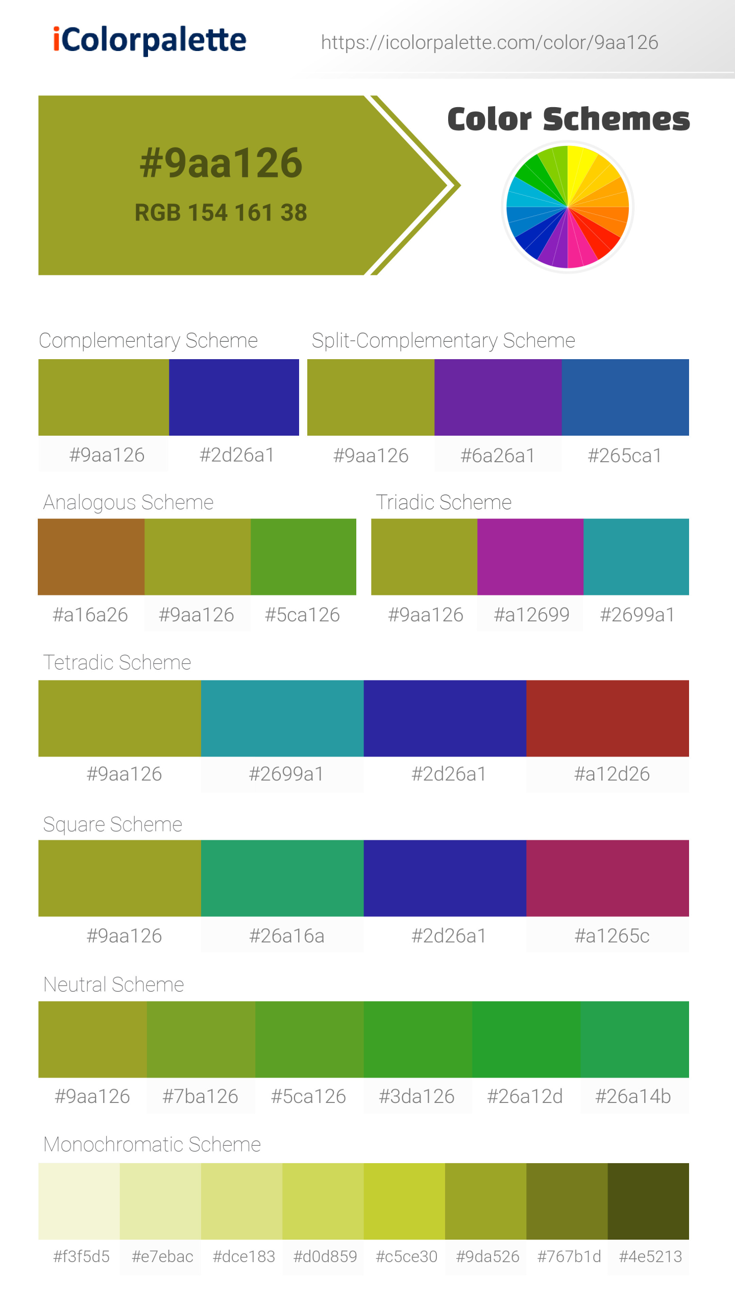 Pantone 2305 Cp Color | Hex color Code #9AA126 information | Hsl | Rgb ...