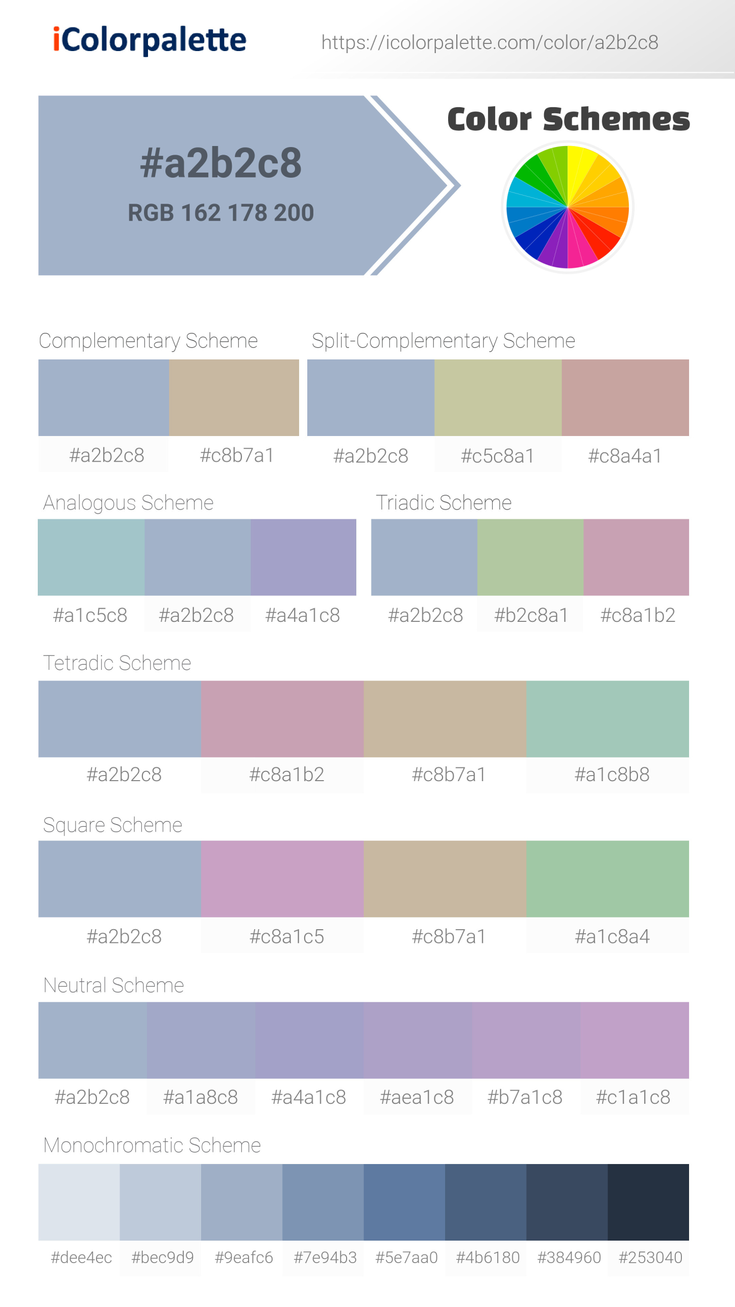 Hex Color #a2b2c8 information | Hsl | Rgb | Pantone