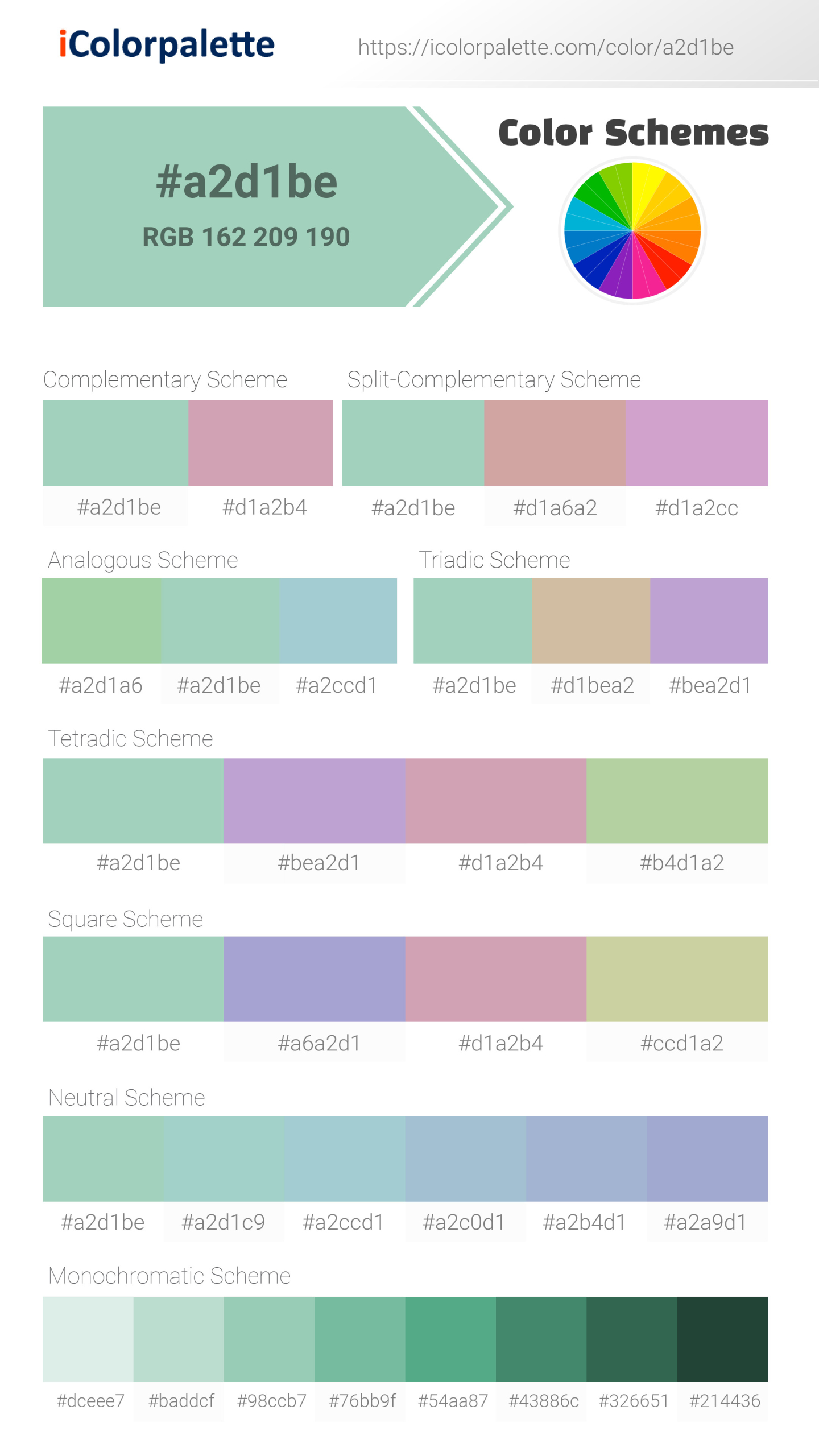Pantone 3385 Cp Color | Hex color Code #A2D1BE information | Hsl | Rgb ...