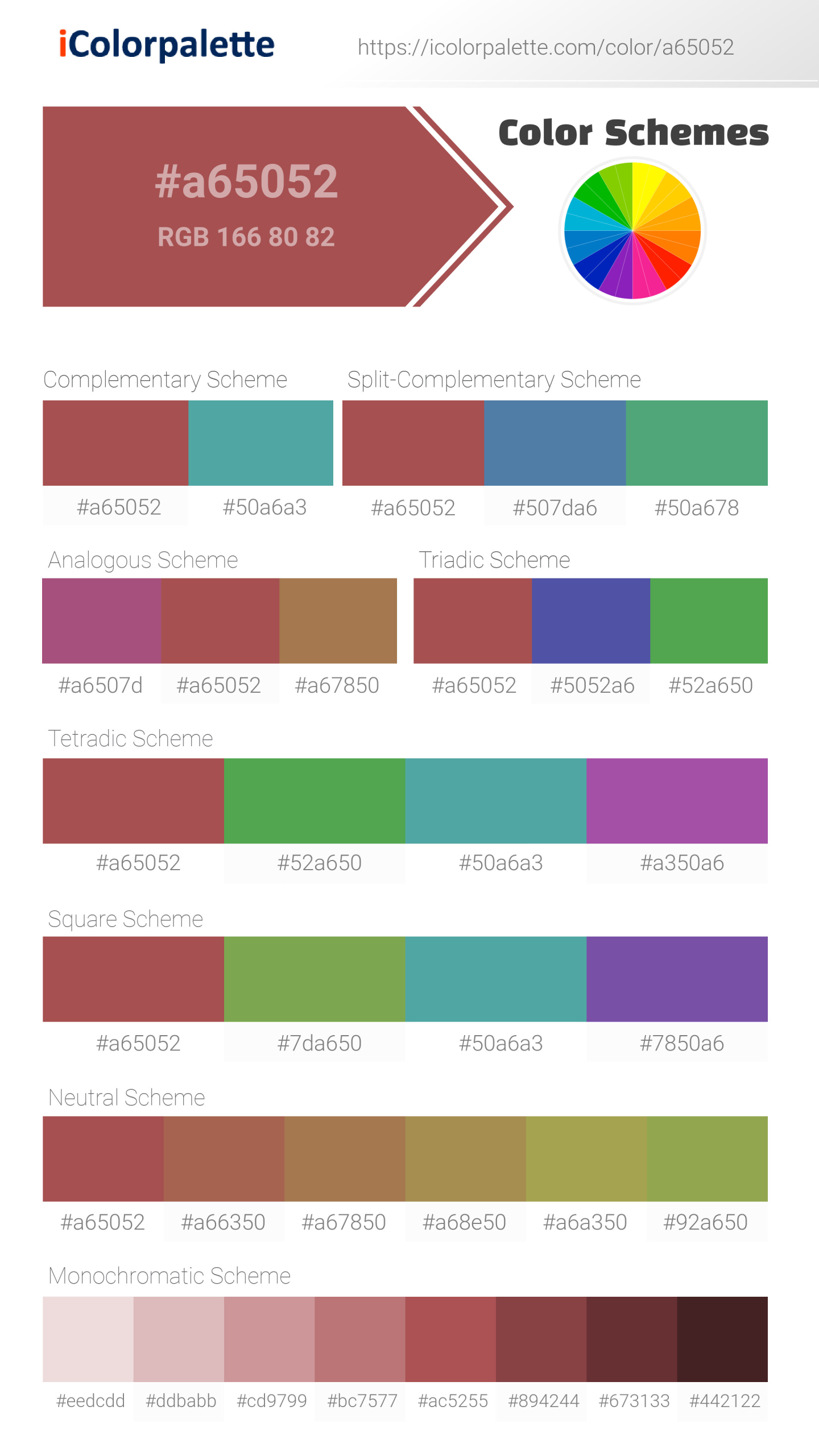 Red Rock Color | a65052 information | Hsl | Rgb | Pantone