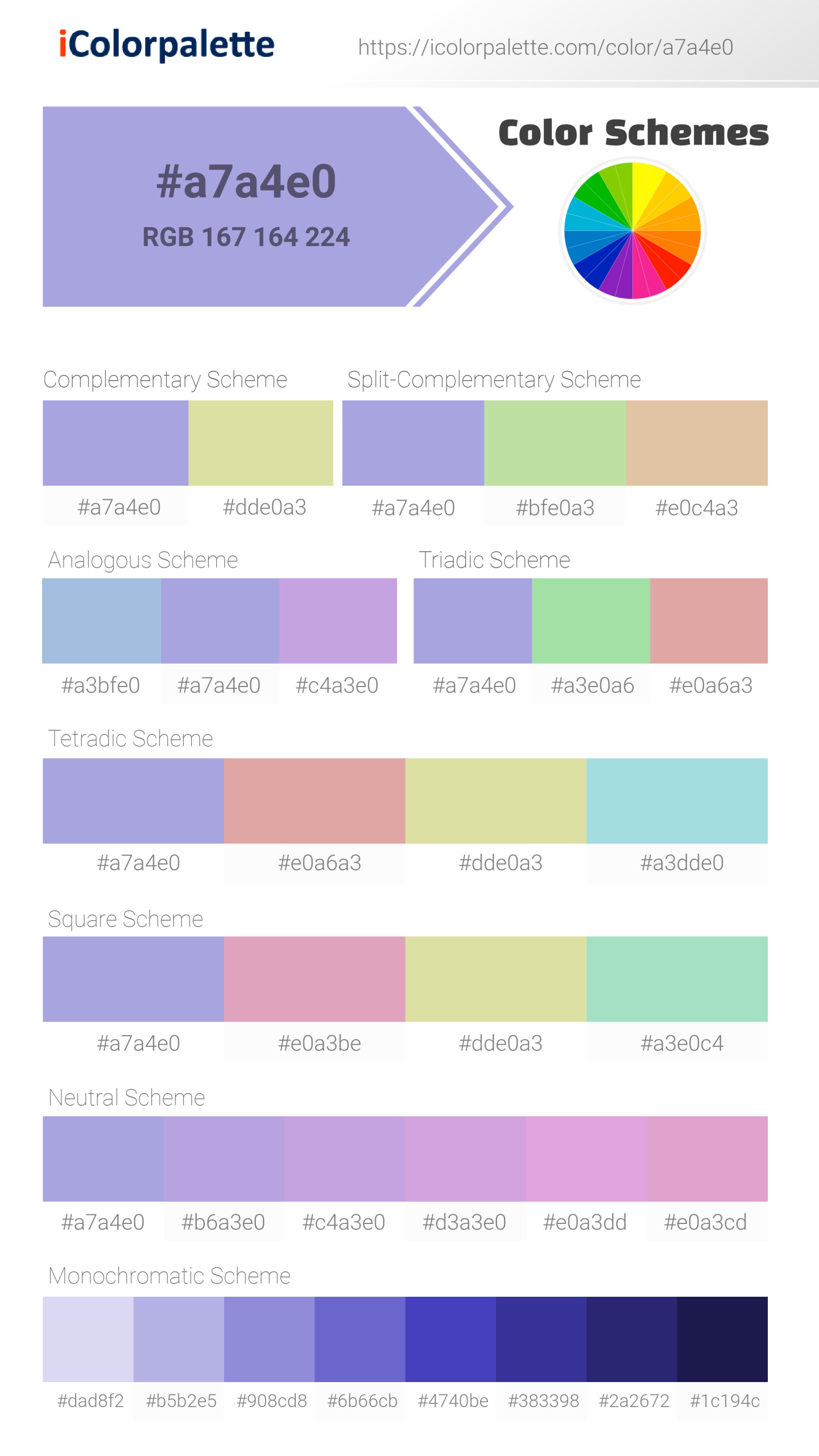 Hex Color #a7a4e0 | Pantone PANTONE 2705 C | Hsl | Rgb