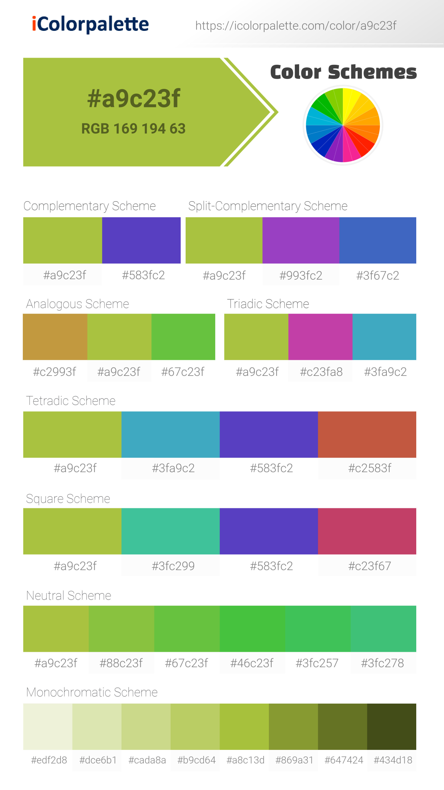 Hex Color #a9c23f information | Hsl | Rgb | Pantone
