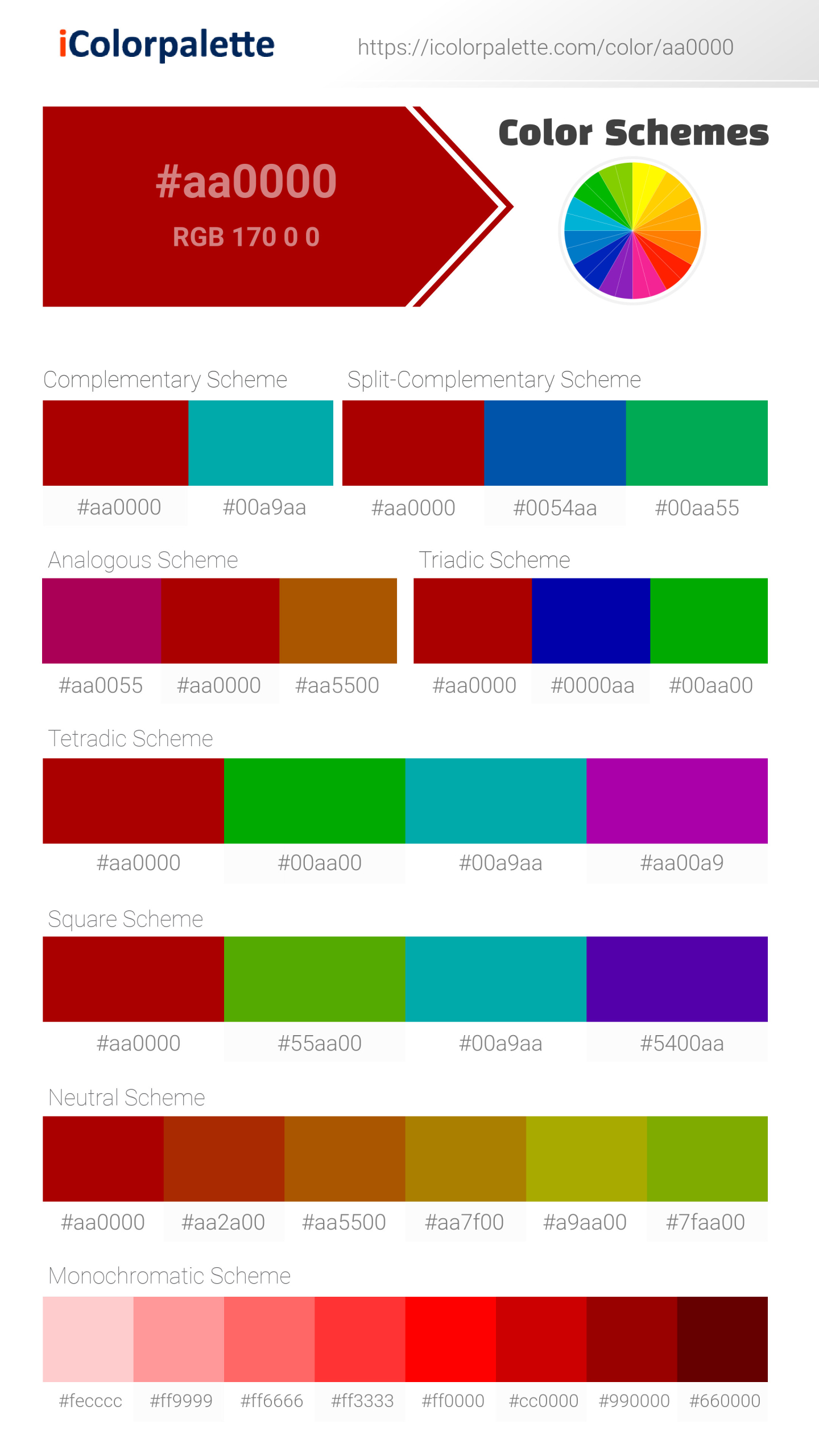 Heartbeat Color | aa0000 information | Hsl | Rgb | Pantone