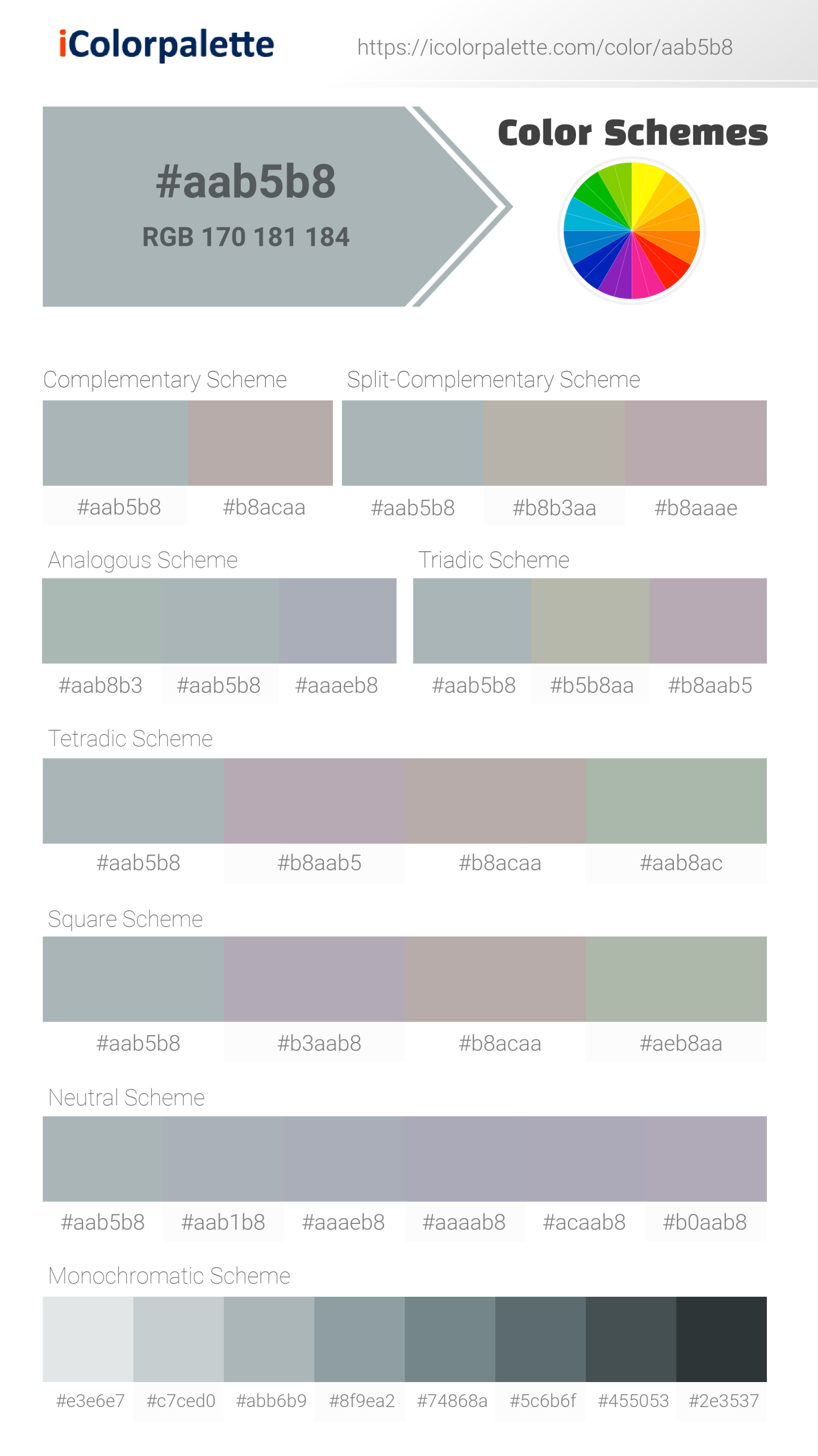 Casper Color | aab5b8 information | Hsl | Rgb | Pantone