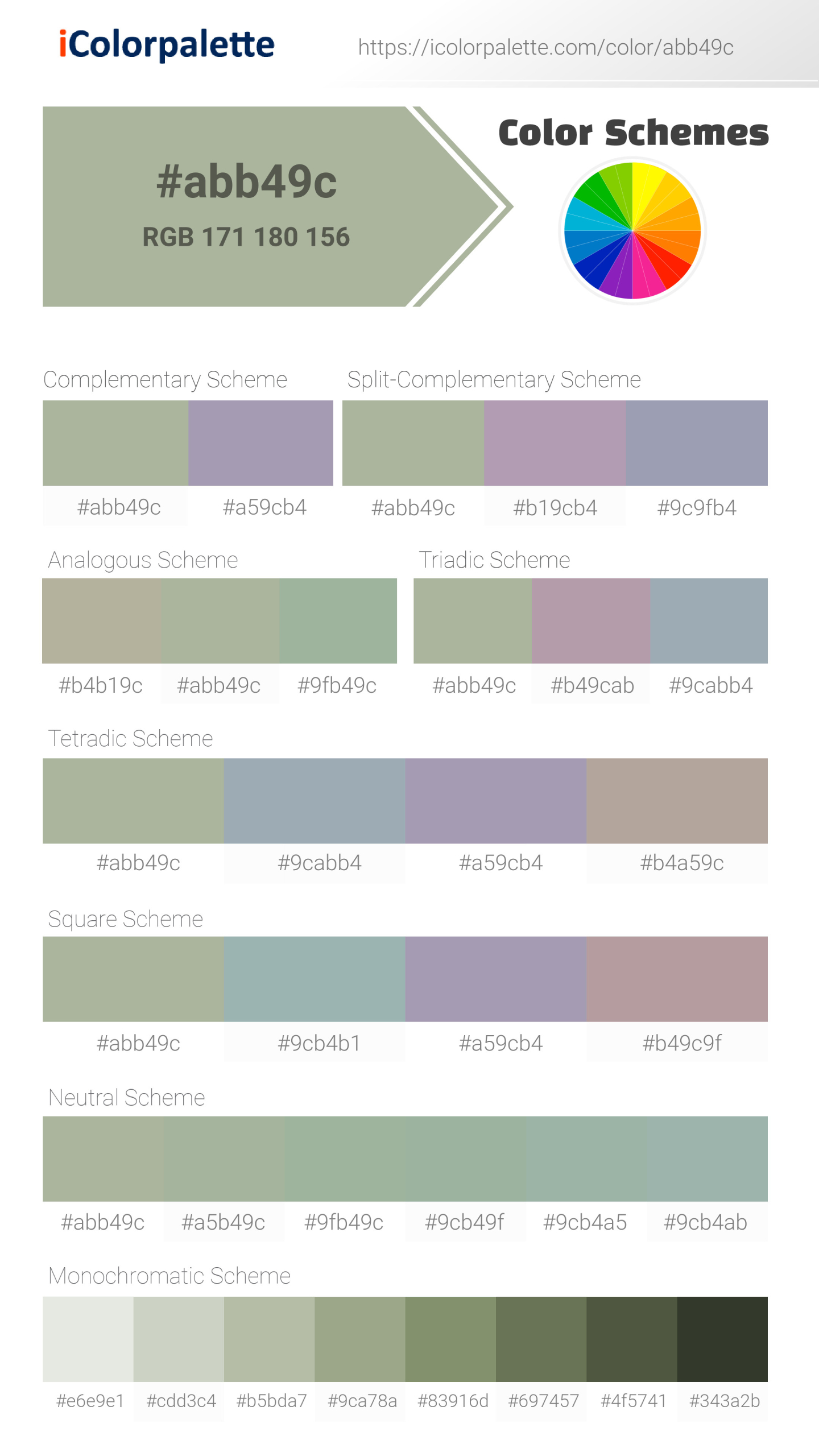 Hex Color #abb49c | Printing Match PANTONE 15-6310 TPG | Color ...