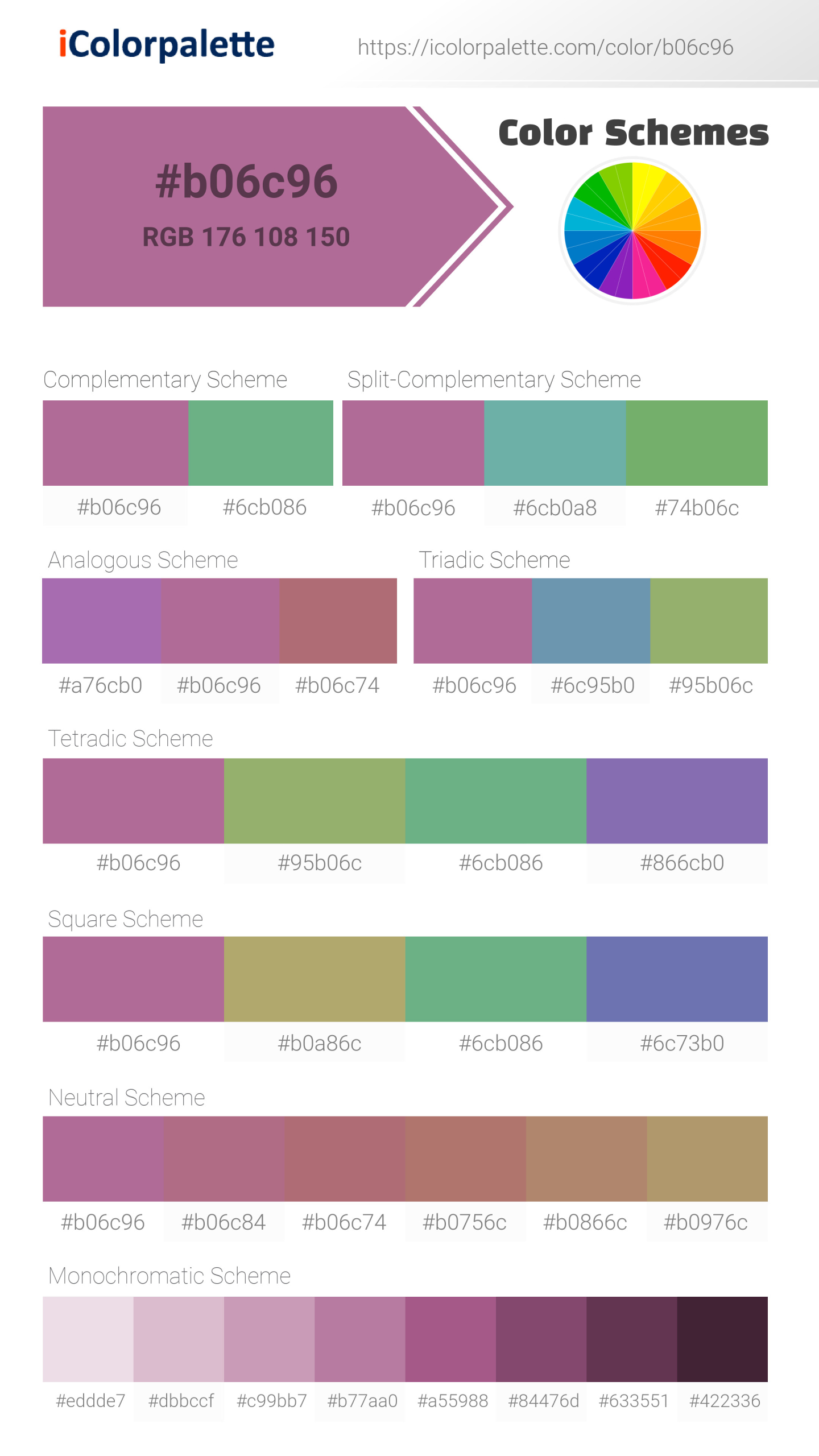 Hex Color #b06c96 information | Hsl | Rgb | Pantone
