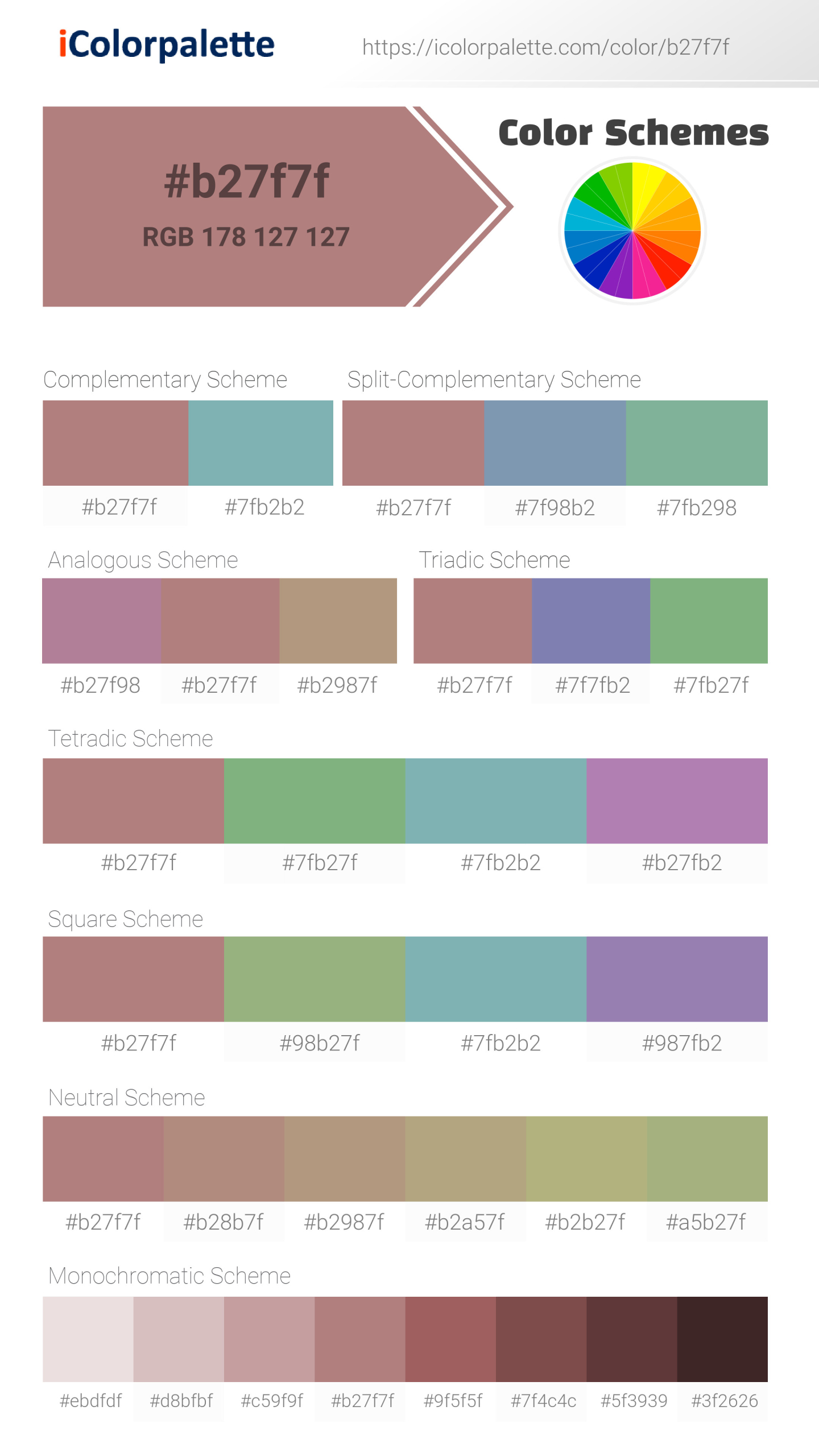 Pantone 17-1514 Tpx Ash Rose Color | Hex color Code #B27F7F information ...