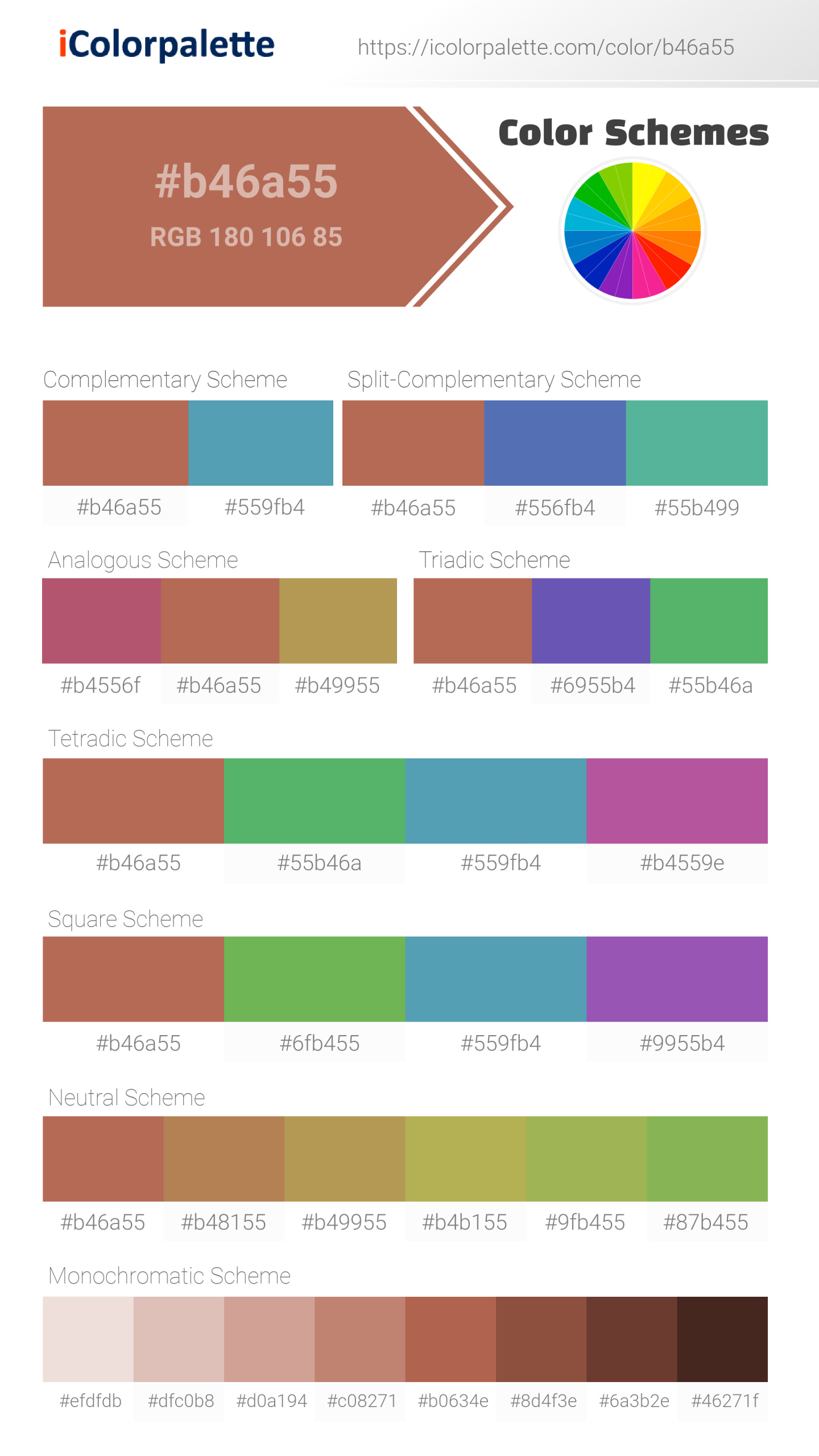 Pantone 7522 C Color | Hex color Code #B46A55 information | Hsl | Rgb ...
