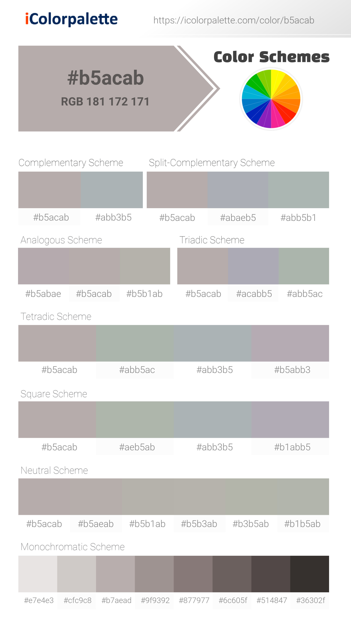 Hex Color #b5acab | Printing Match PANTONE 15-0703 TCX | Color ...