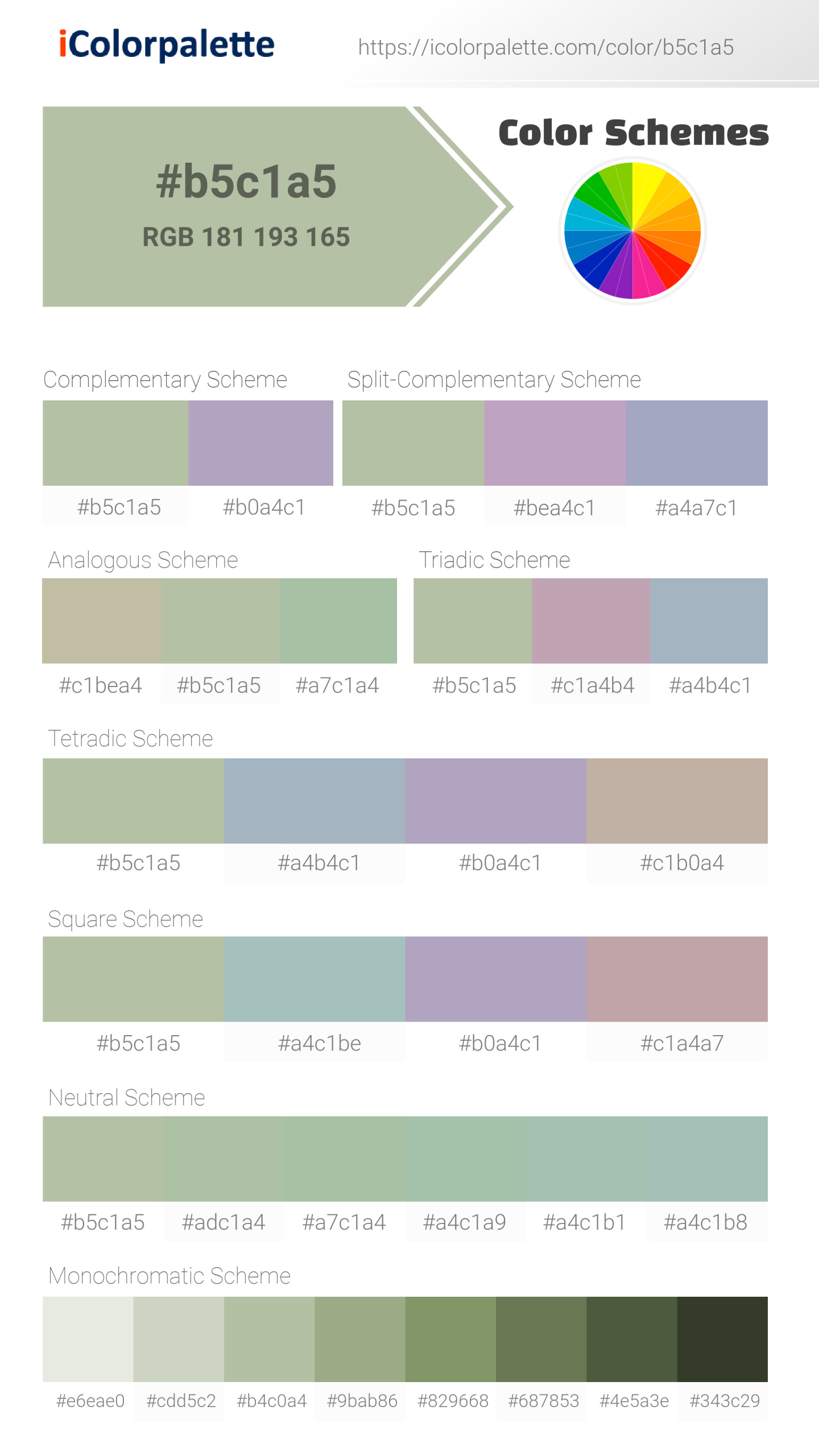 Hex Color #b5c1a5 | Printing Match PANTONE 14-0114 TCX | Color ...