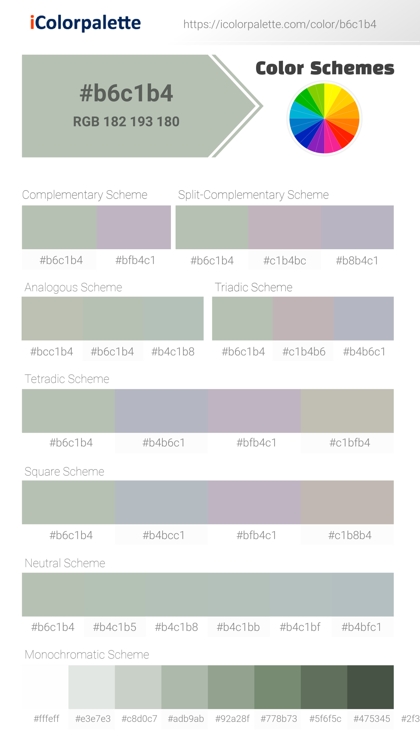 Hex Color #b6c1b4 | Pantone PANTONE 14-6007 TPG | Hsl | Rgb