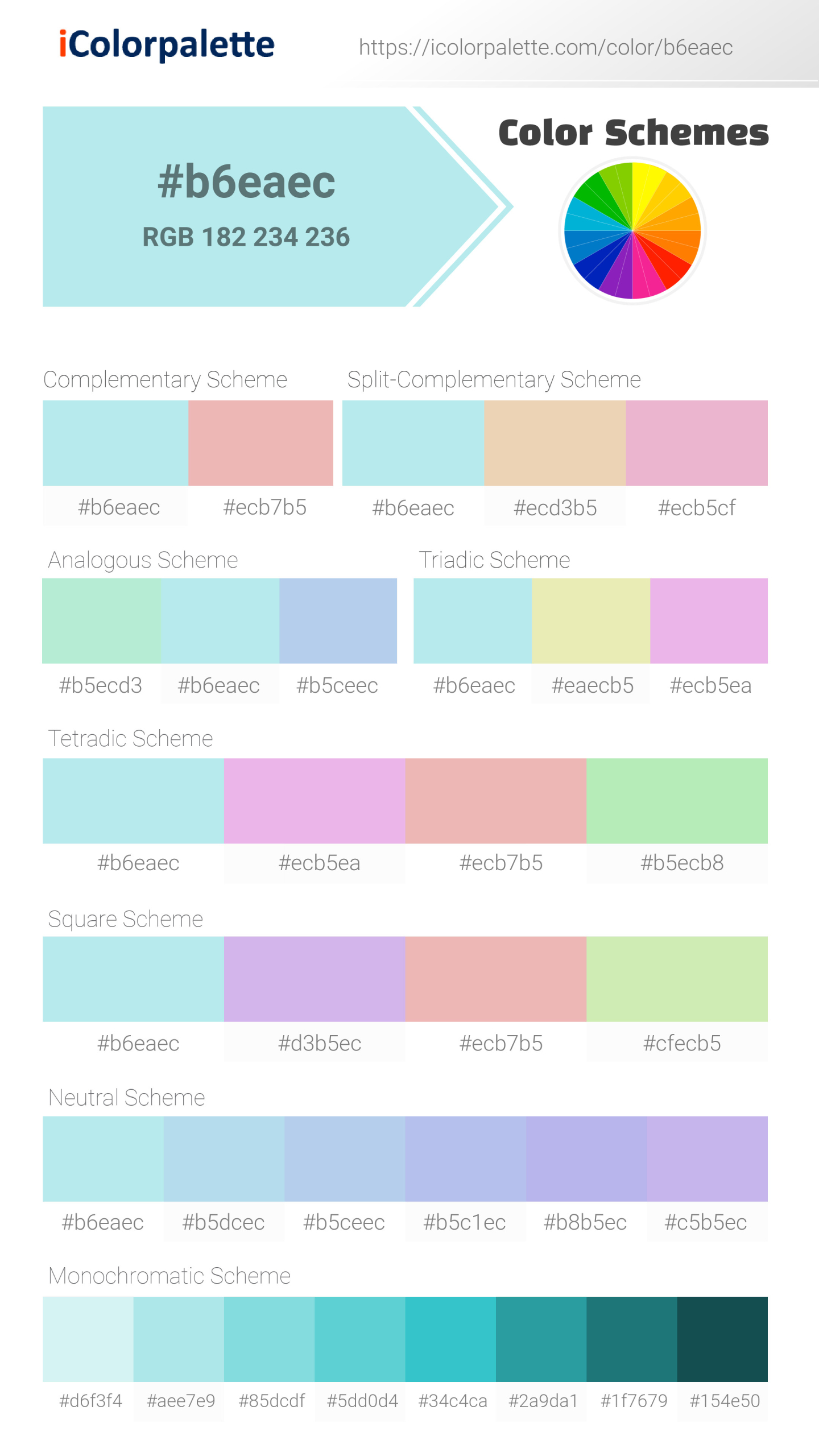 Pantone 9481 U Color | Hex color Code #B6EAEC information | Hsl | Rgb ...
