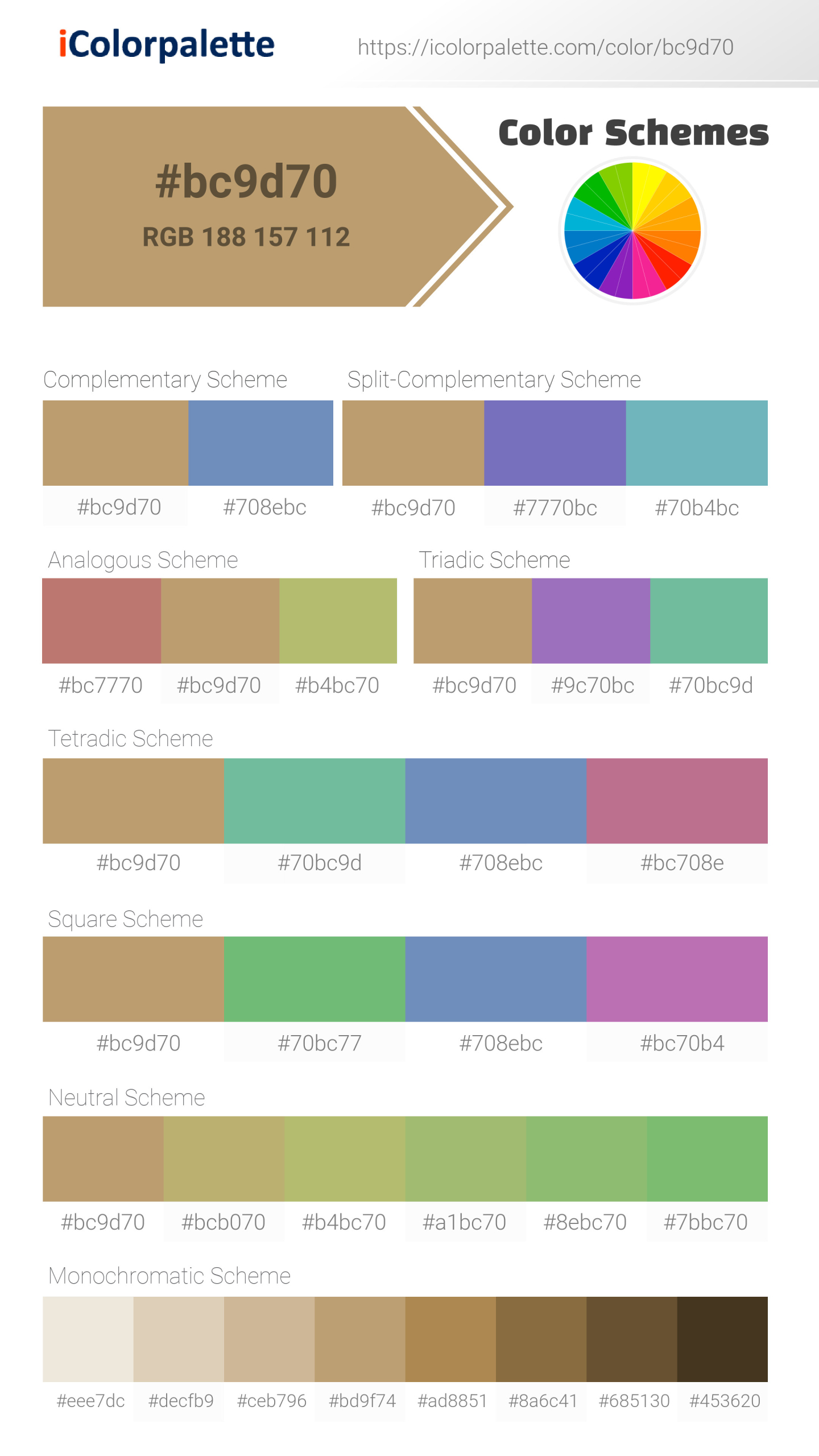 Gould Gold Color | bc9d70 information | Hsl | Rgb | Pantone