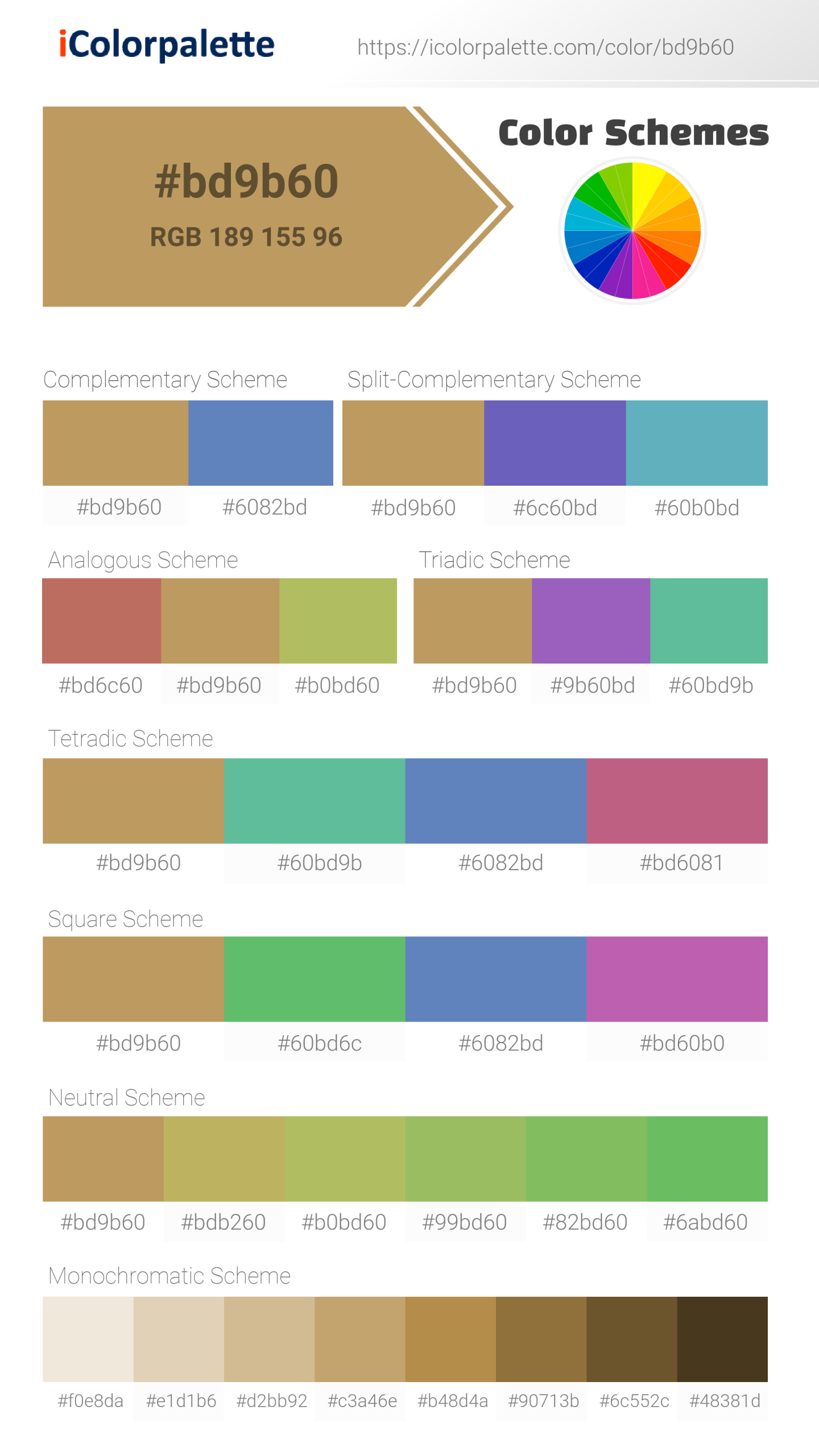 Hex Color #bd9b60 information | Hsl | Rgb | Pantone