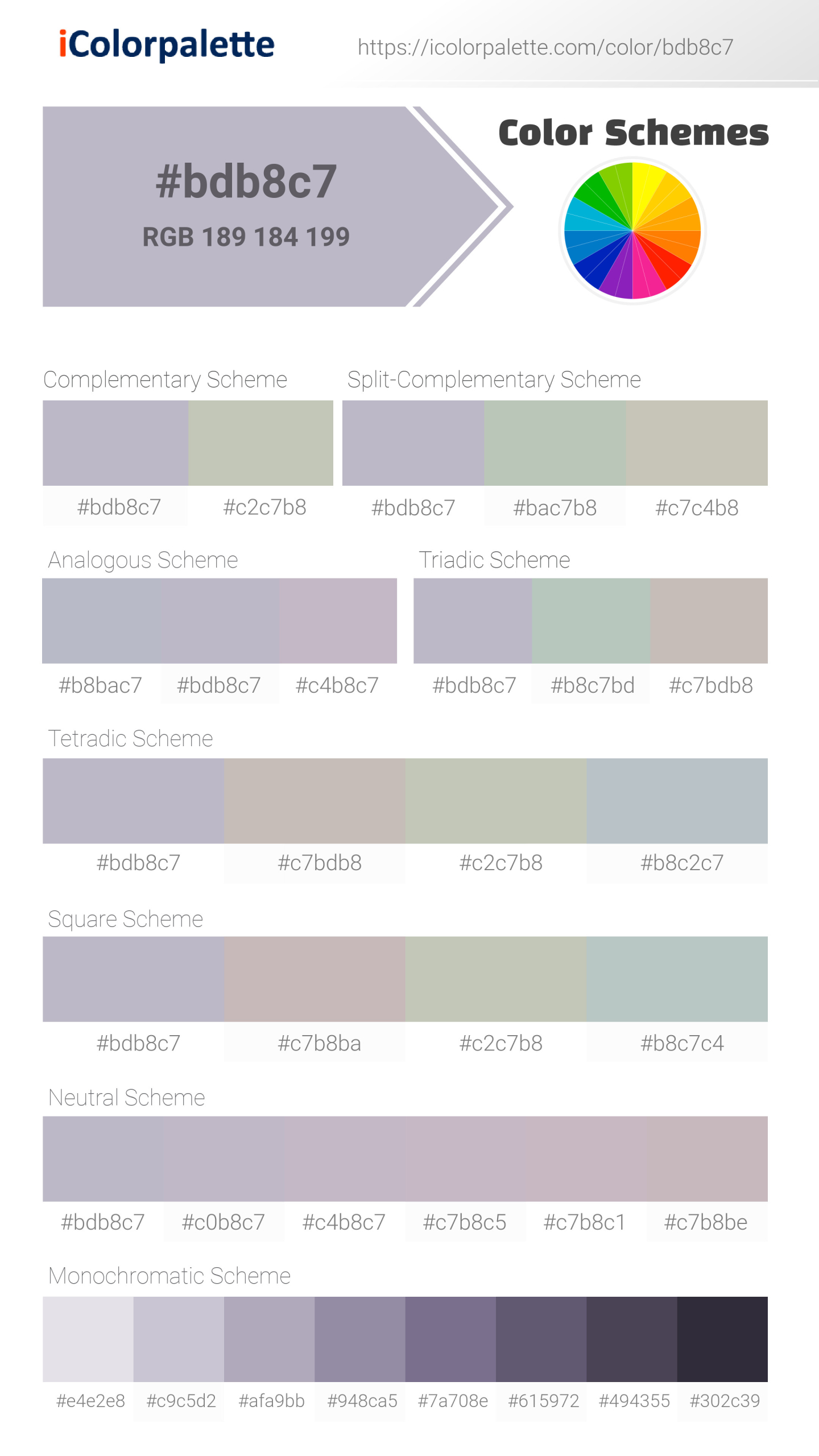 Hex Color #bdb8c7 | Printing Match PANTONE 14-3904 TCX | Color ...