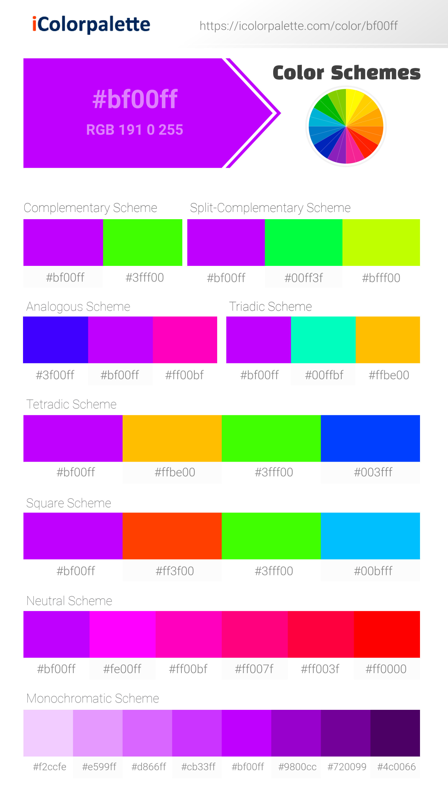 Electric Purple Color | bf00ff information | Hsl | Rgb | Pantone