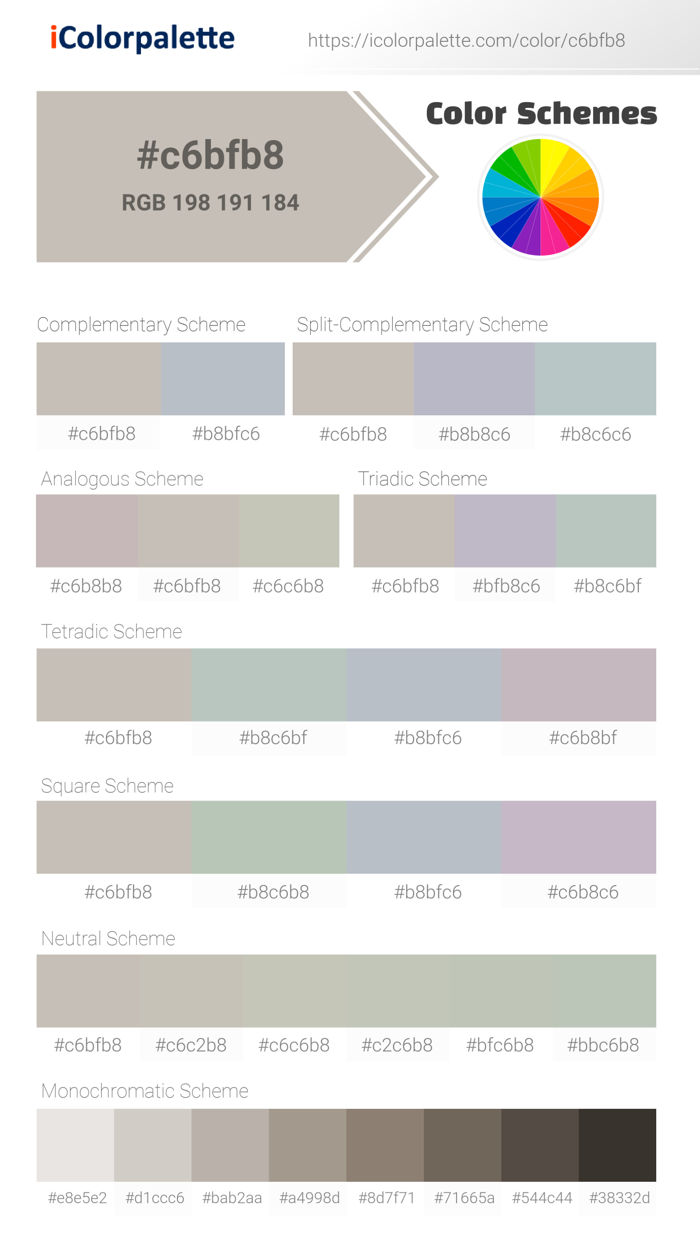 Hex Color #c6bfb8 | Printing Match PANTONE 14-0000 TPX | Color ...
