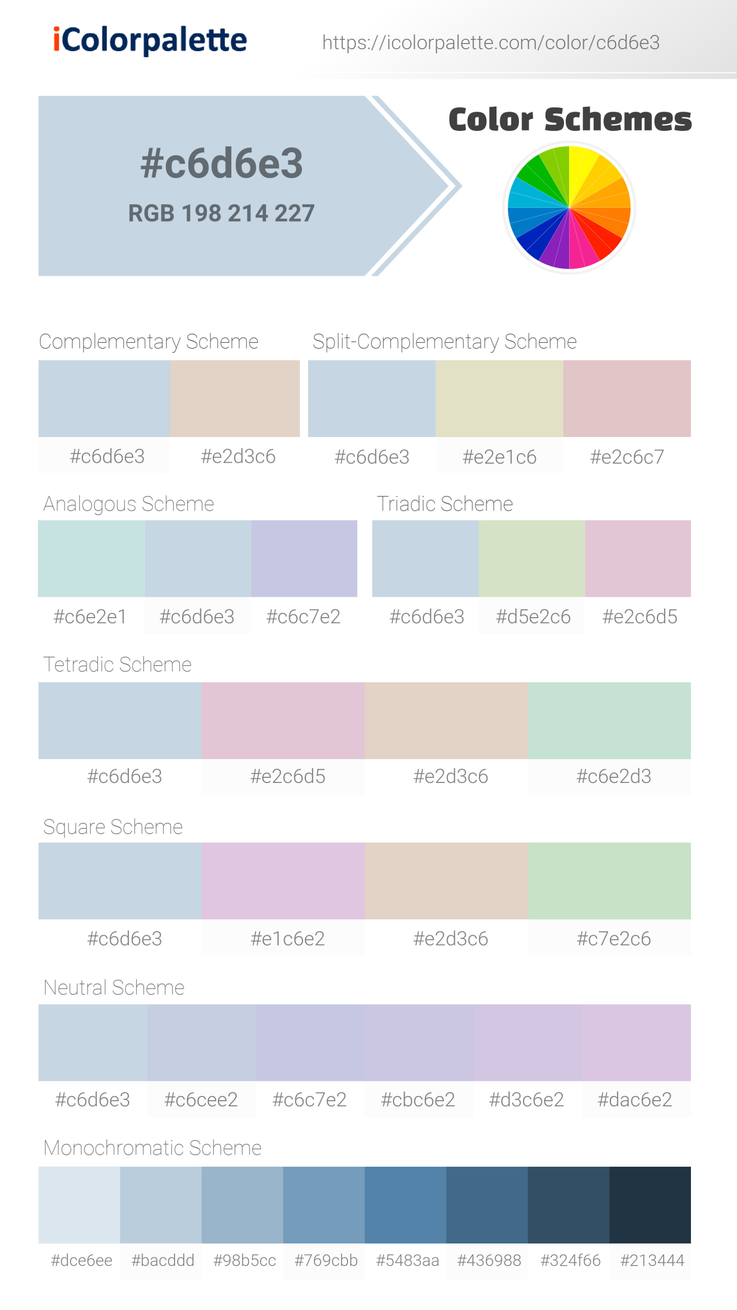 Hex Color #c6d6e3 information | Hsl | Rgb | Pantone