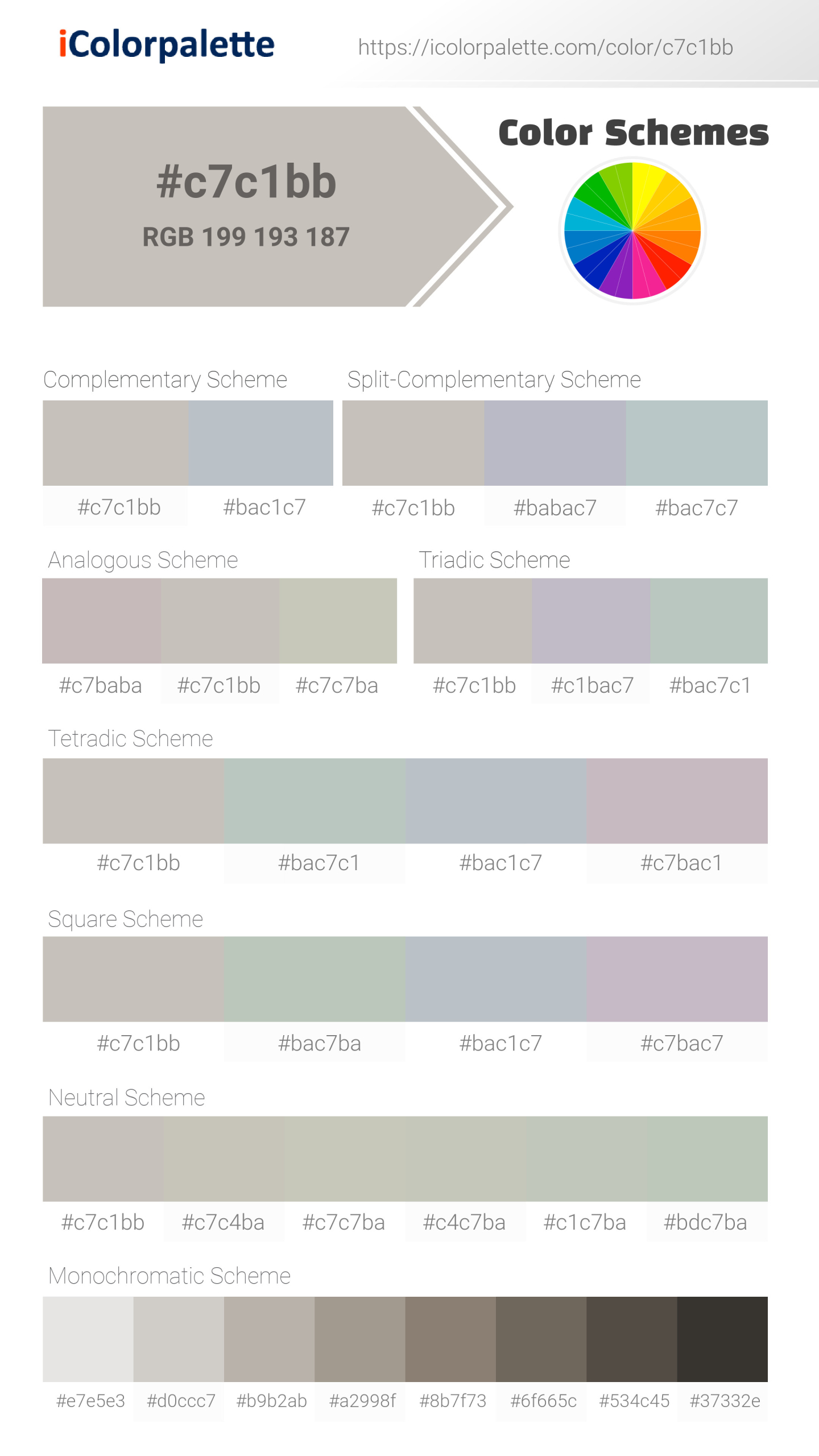Taupe White Color | c7c1bb information | Hsl | Rgb | Pantone