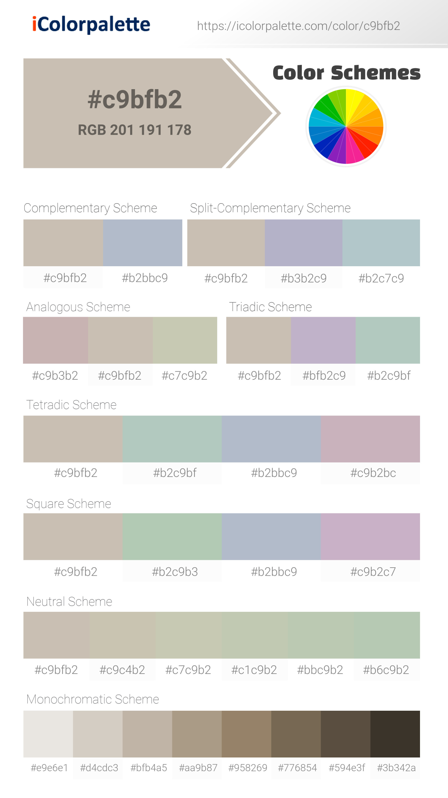 Ashen Color | c9bfb2 information | Hsl | Rgb | Pantone
