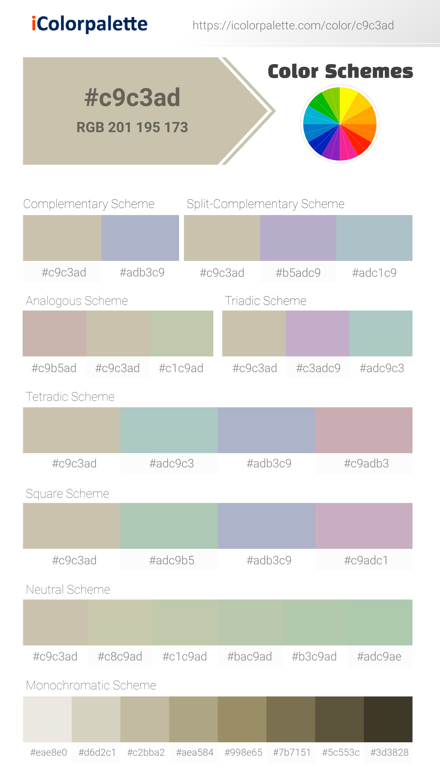 Hex Color #c9c3ad | Pantone PANTONE 14-0108 TPG | Hsl | Rgb