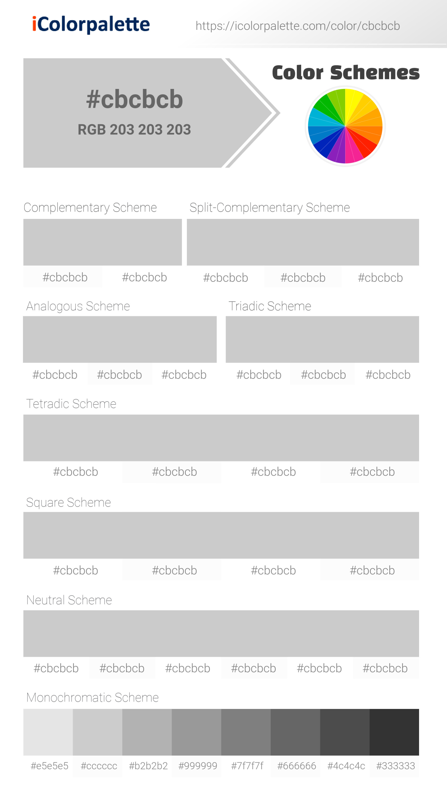 Silverback Color | cbcbcb information | Hsl | Rgb | Pantone