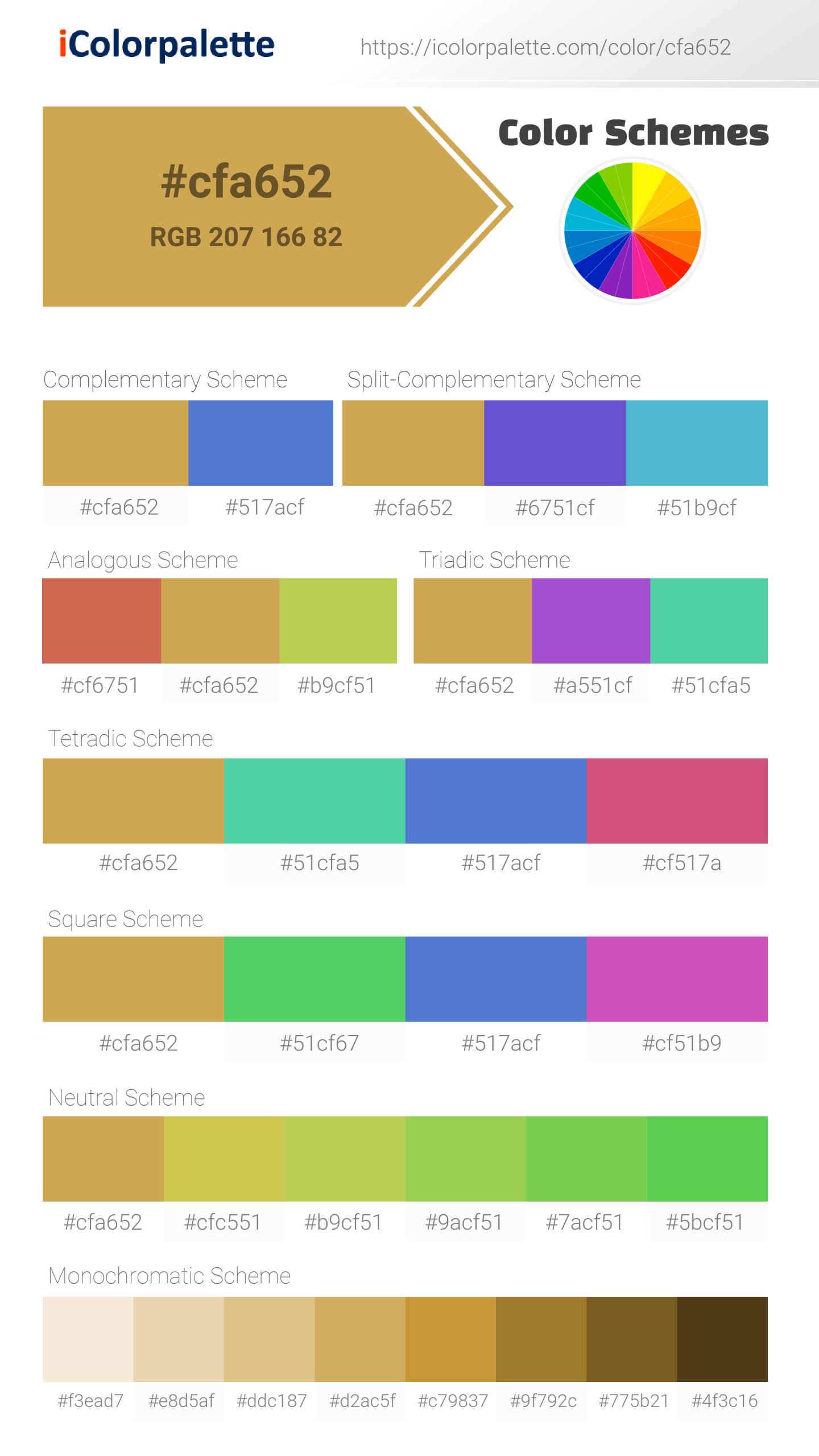 Pantone 110 Up Color | Hex color Code #CFA652 information | Hsl | Rgb ...