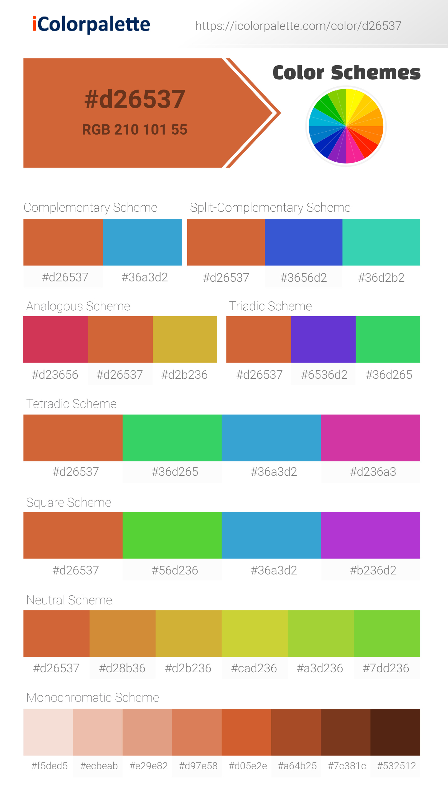 Hex Color #d26537 | Printing Match PANTONE 16-1260 TPX | Color ...