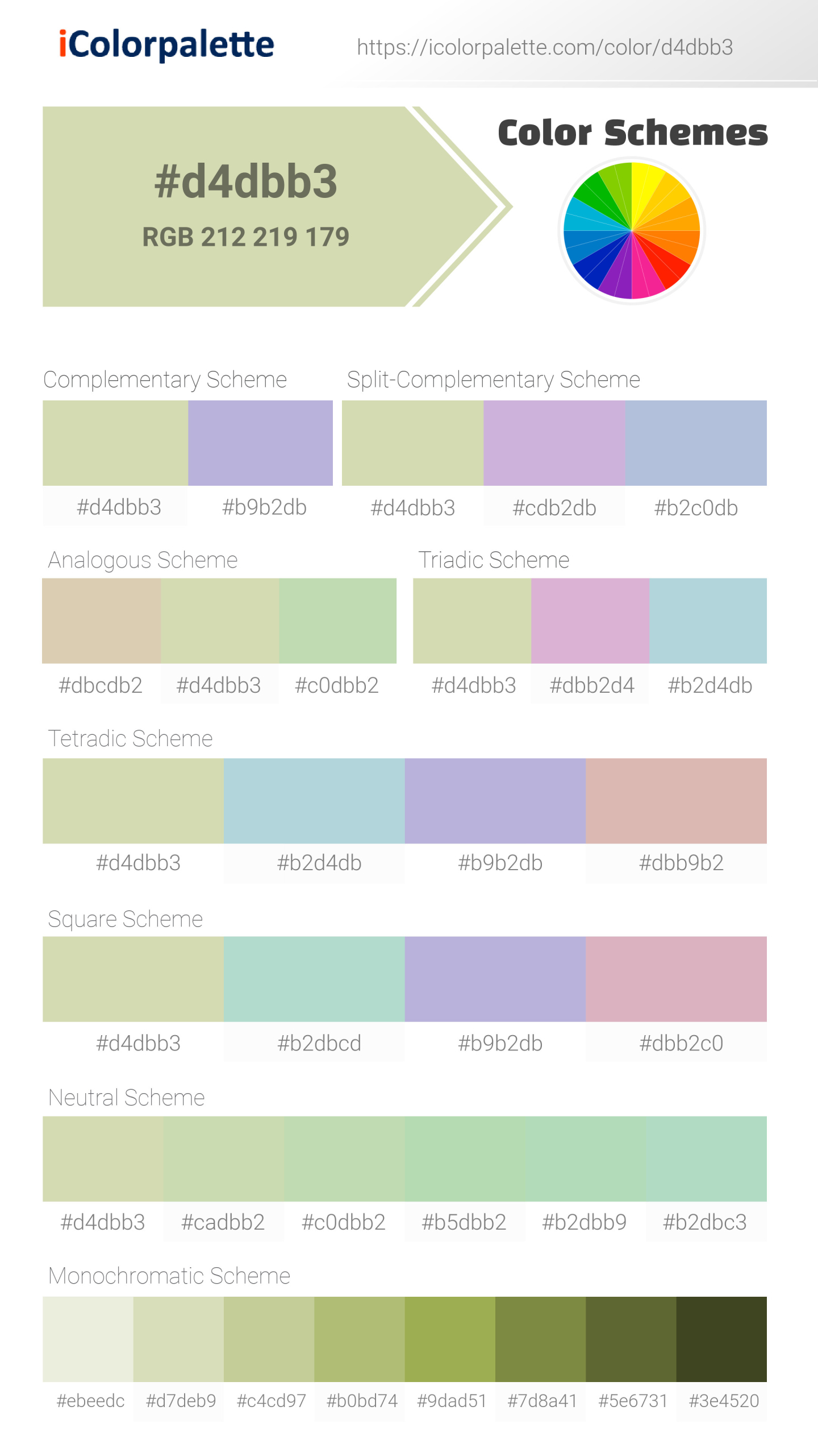 Hex Color #d4dbb3 information | Hsl | Rgb | Pantone
