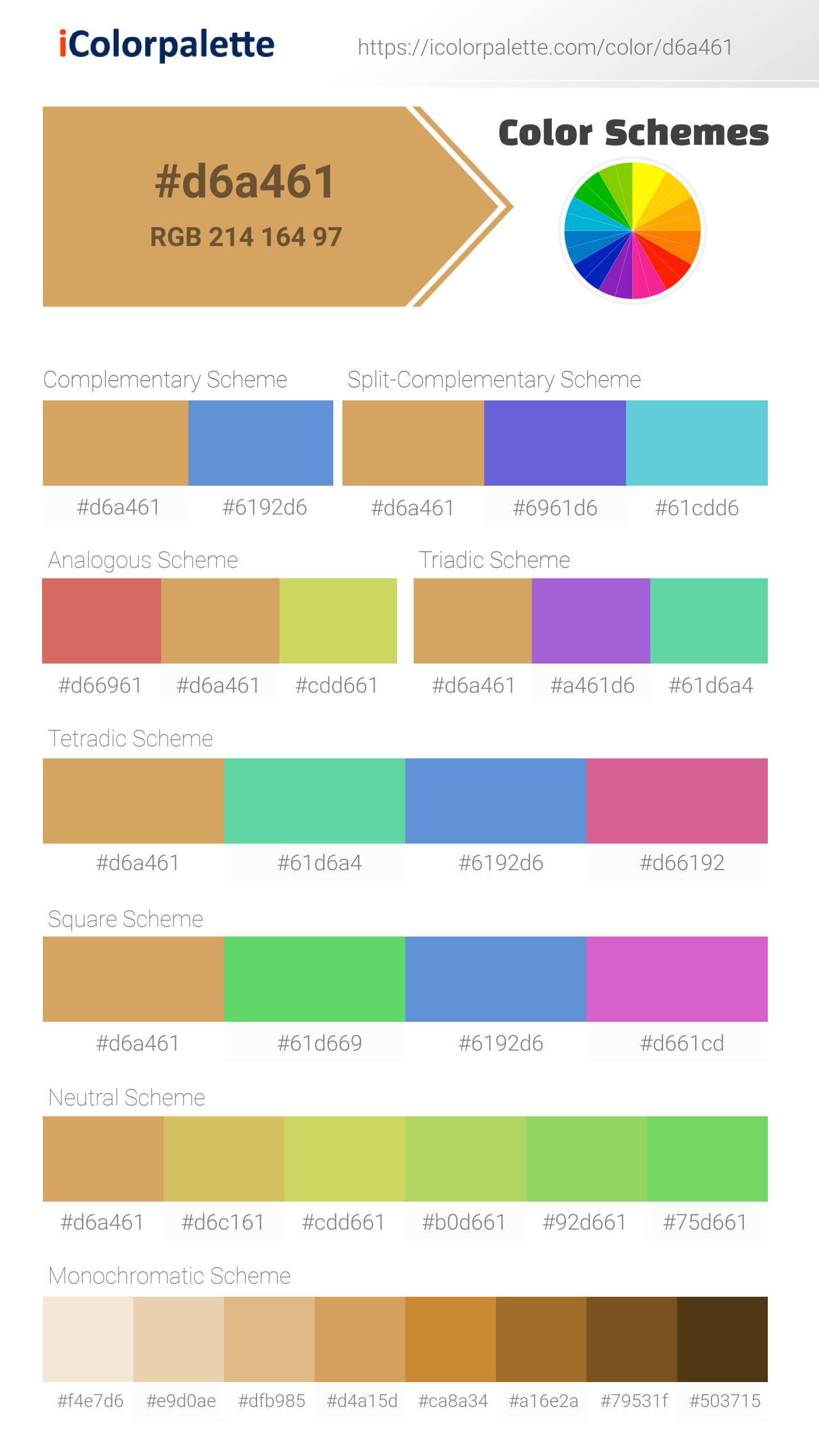 Hex Color #d6a461 | Printing Match PANTONE 7509 C | Color conversion ...