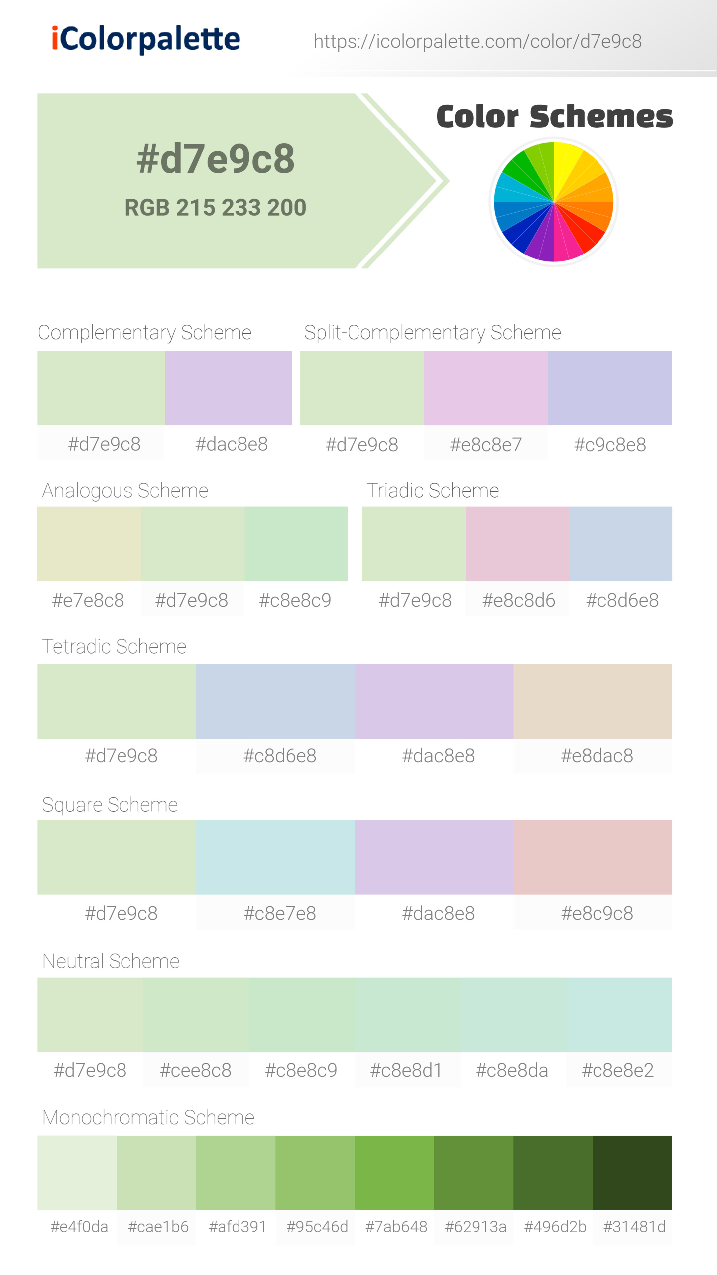 Korila Color | d7e9c8 information | Hsl | Rgb | Pantone