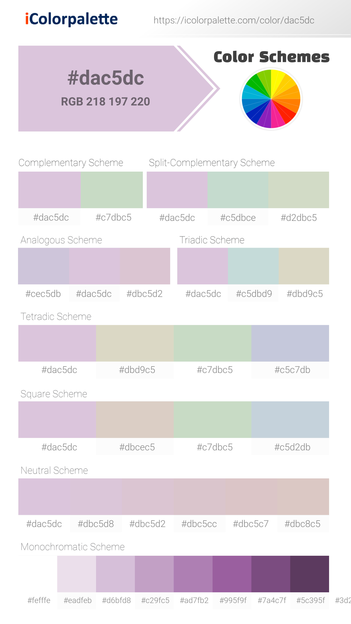 Hex Color #dac5dc | Printing Match PANTONE 524 U | Color conversion ...