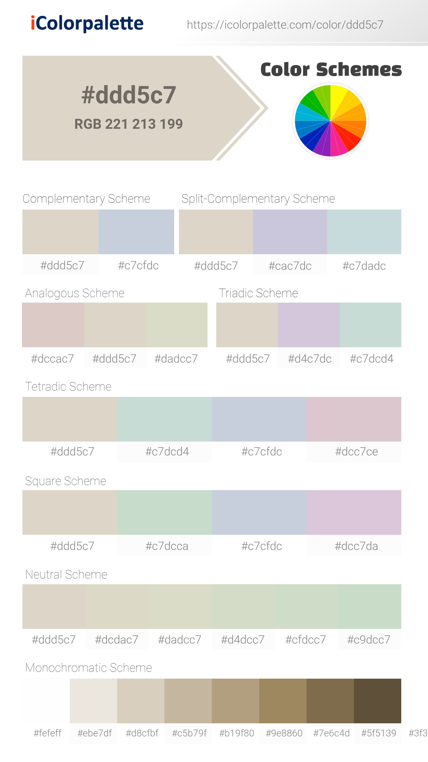 Hex Color #ddd5c7 information | Hsl | Rgb | Pantone