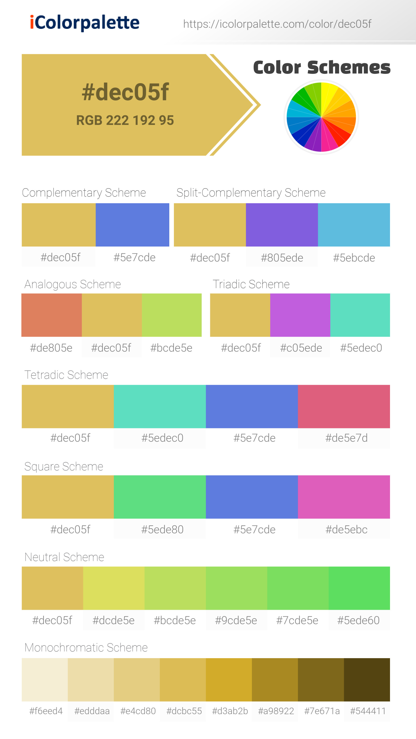 Hex Color #dec05f | Printing Match PANTONE 13-0739 TCX | Color ...
