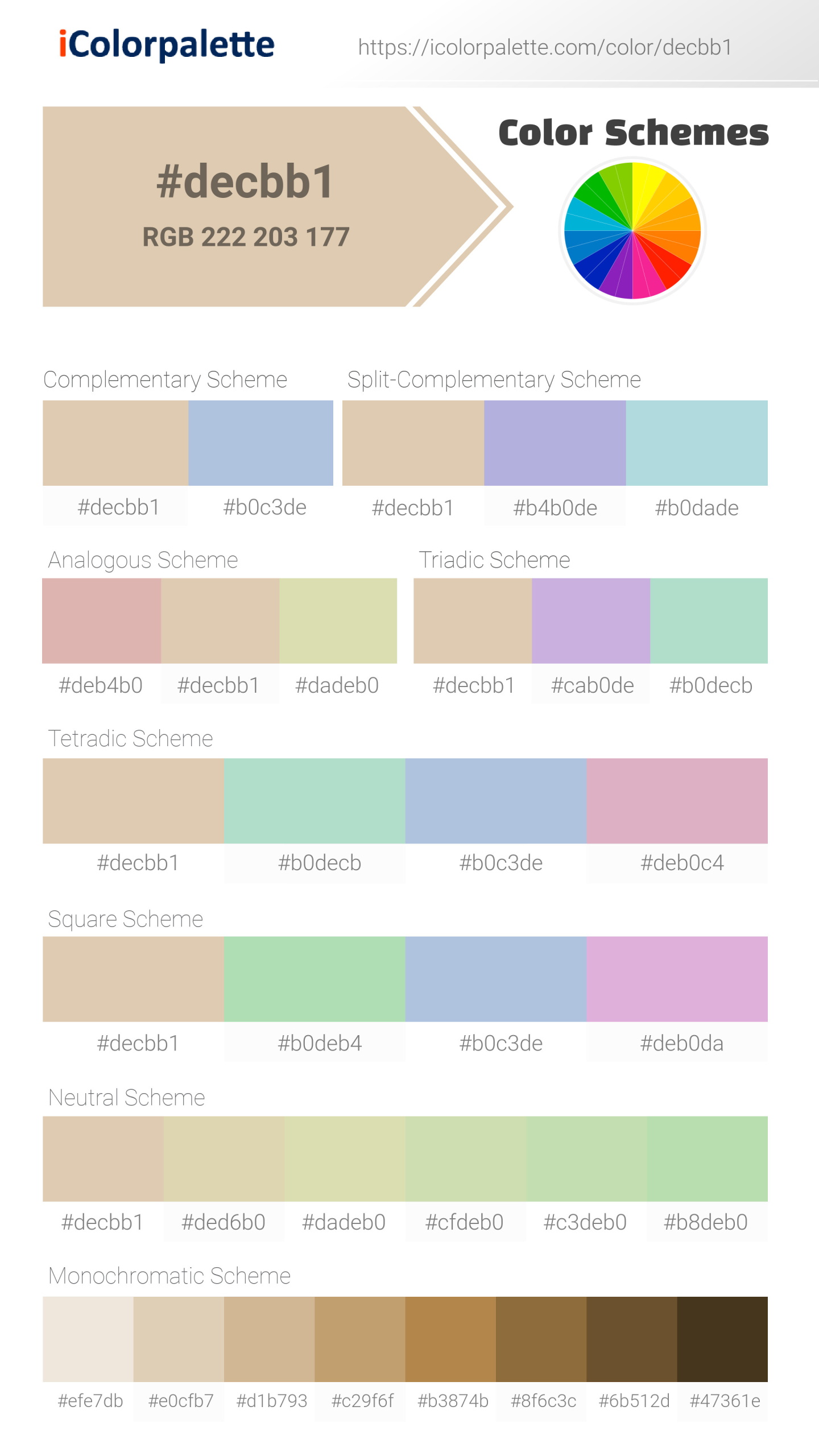 Toledo Cuoio Color | decbb1 information | Hsl | Rgb | Pantone
