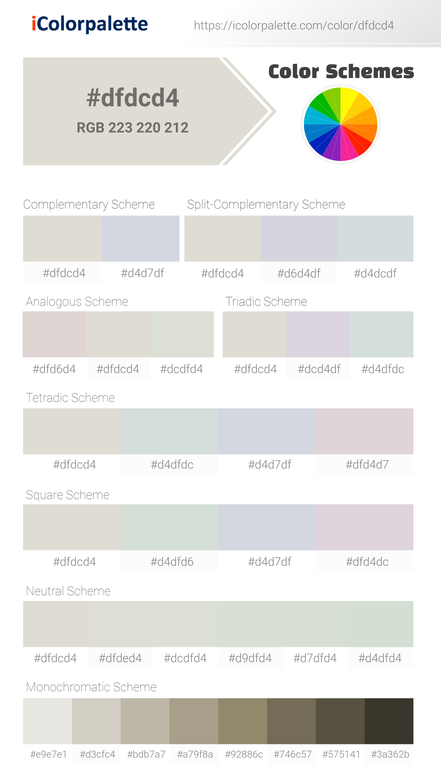 Hex Color #dfdcd4 information | Hsl | Rgb | Pantone