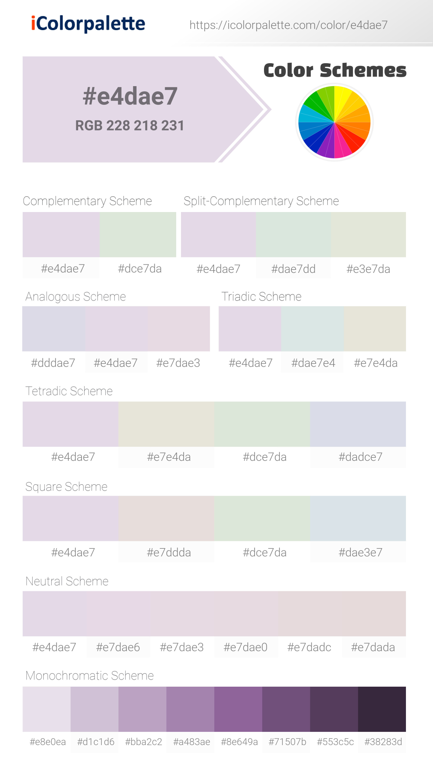 Hex Color #e4dae7 | Printing Match PANTONE P 88-1 C | Color conversion ...