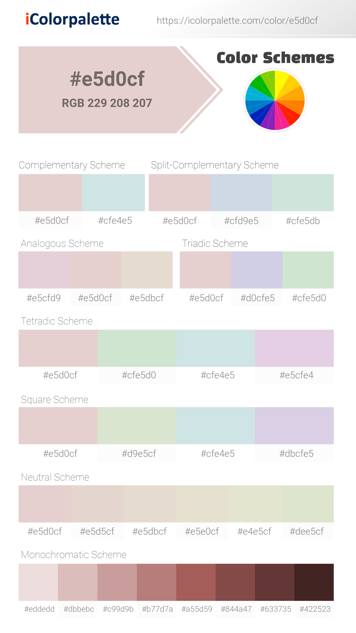 Hex Color #e5d0cf | Printing Match PANTONE 12-2902 TCX | Color ...