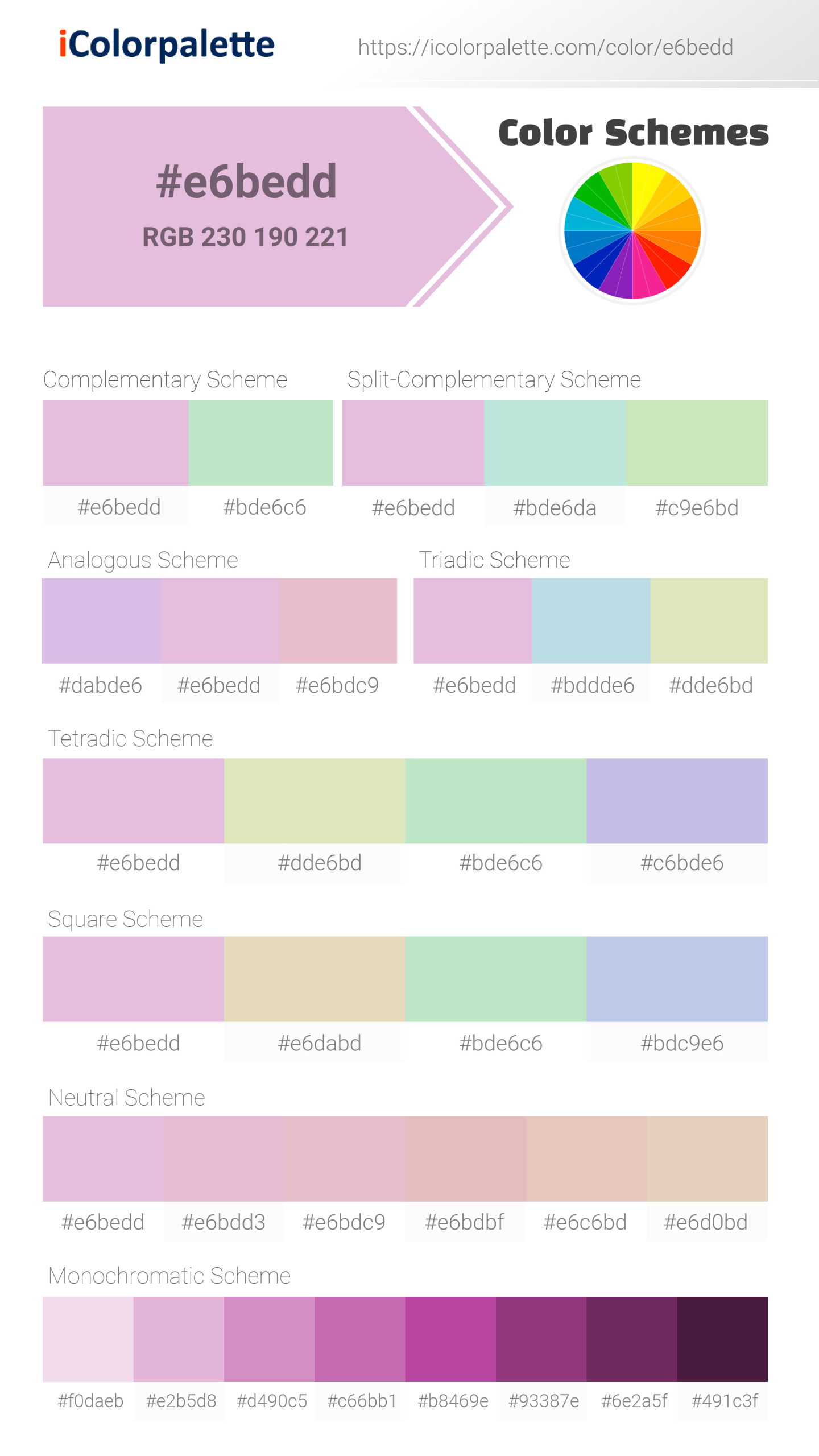 Hex Color #e6bedd | Printing Match PANTONE 516 C | Color conversion ...