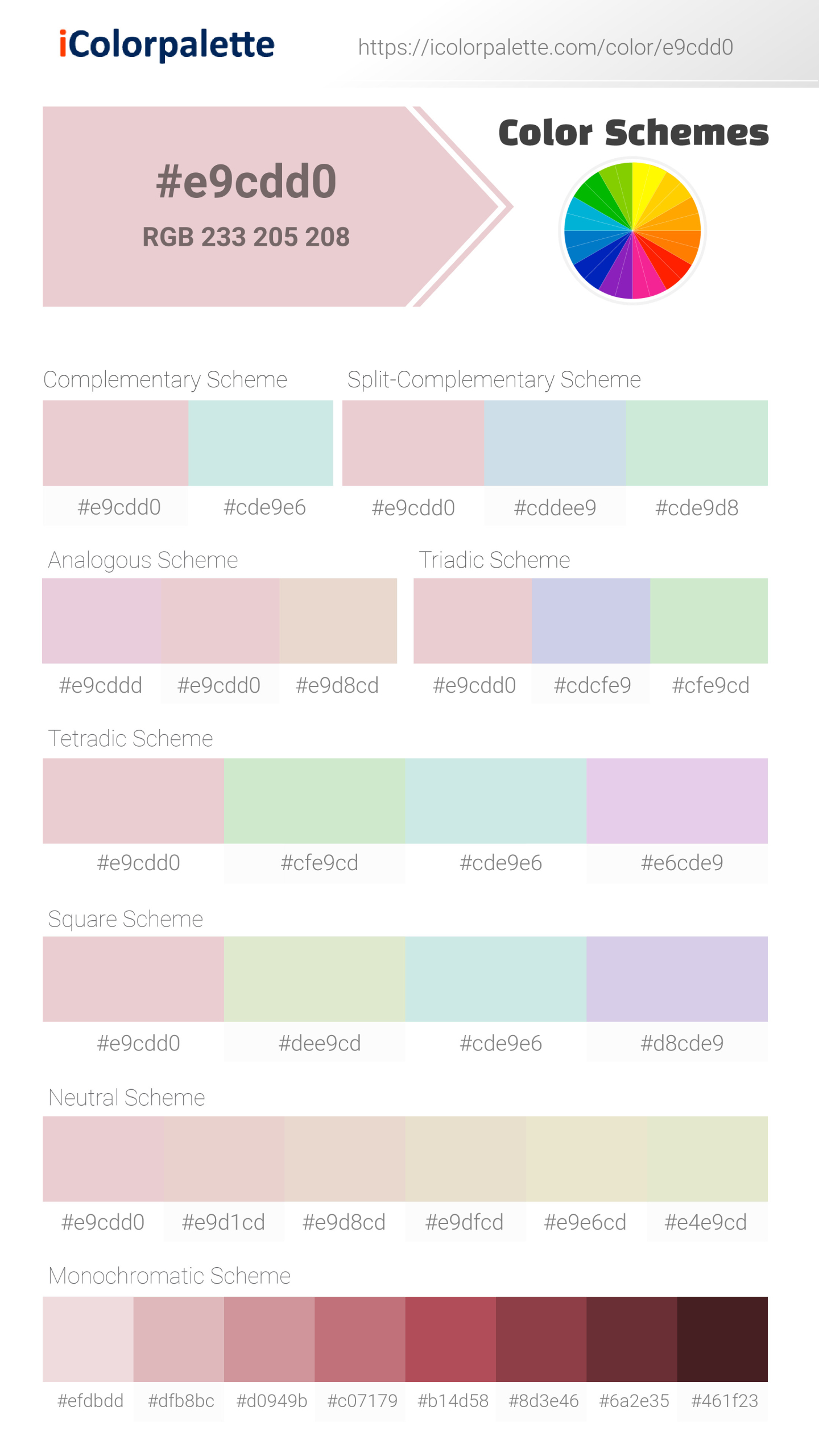 Hex Color #e9cdd0 information | Hsl | Rgb | Pantone