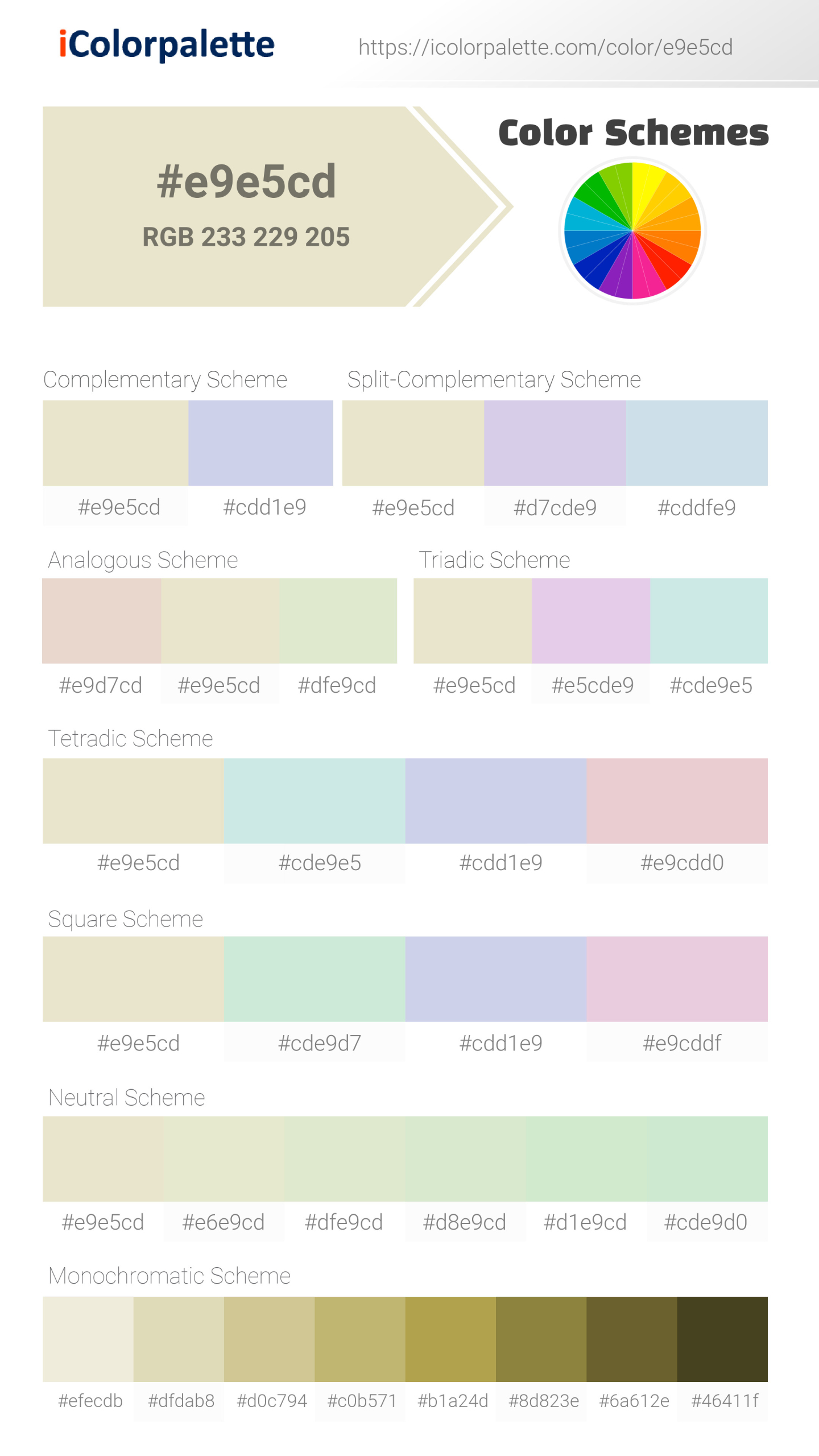 Hex Color #e9e5cd | Printing Match PANTONE P 3-1 C | Color conversion ...